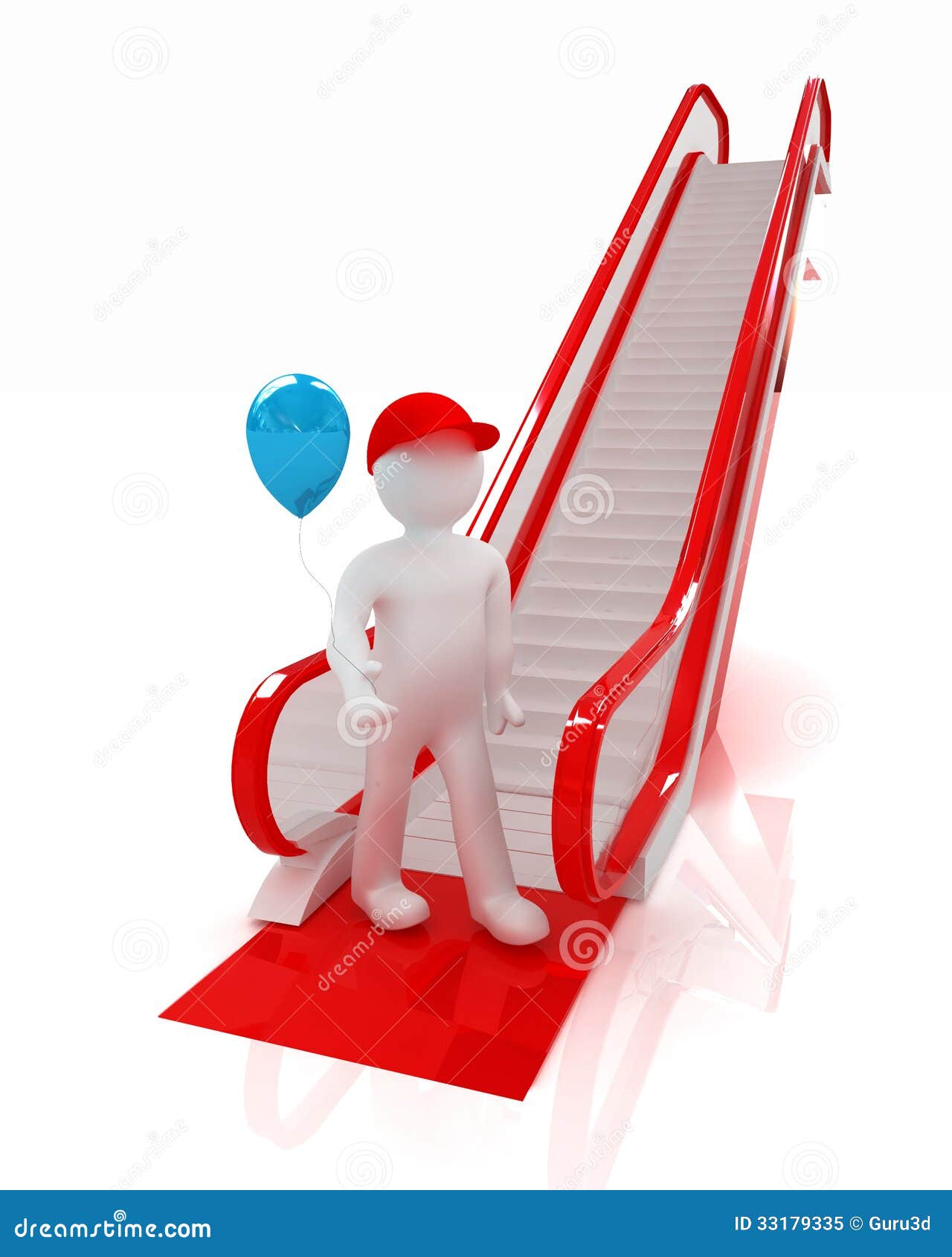 Roltrap En 3d Mens Met Ballon Stock Illustratie - Illustration of lift ...