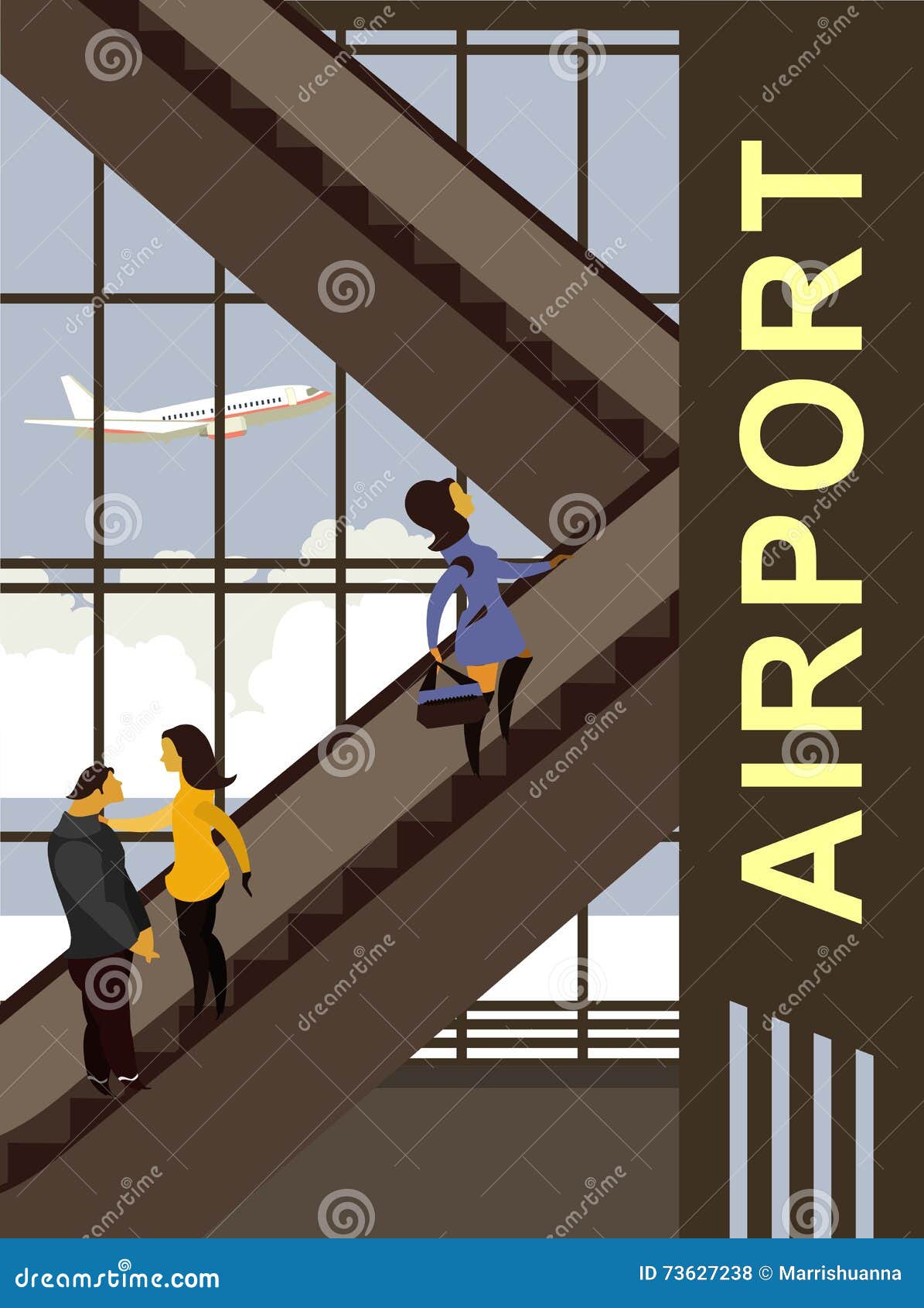 Roltrap in Het Luchthavengebouw Vector Illustratie - Illustration of ...