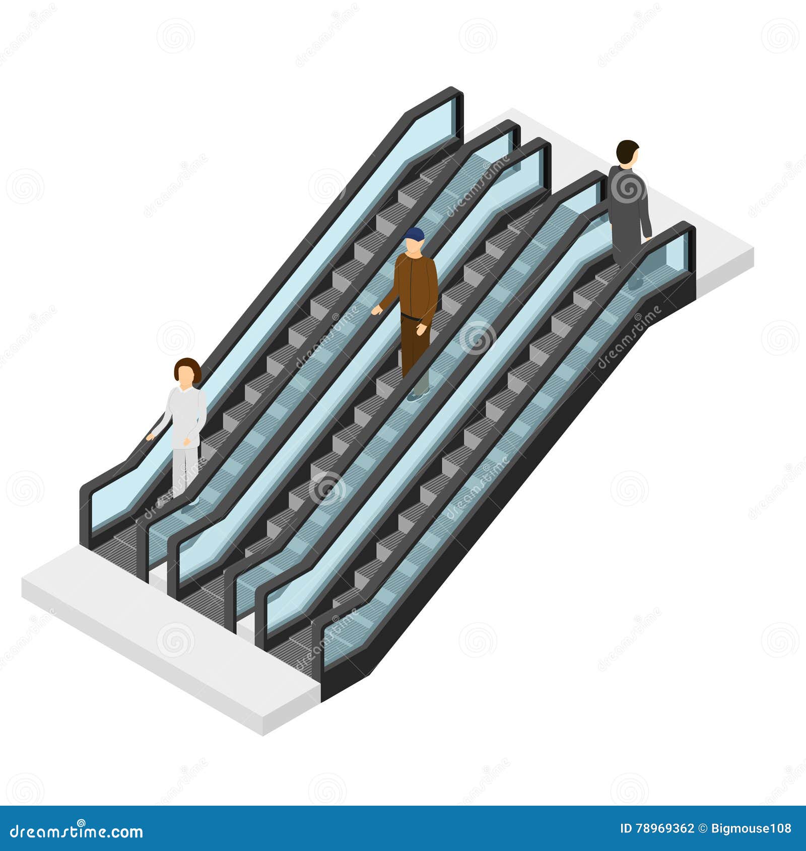 Roltrap Met Mensen Isometrische Mening Vector Vector Illustratie ...