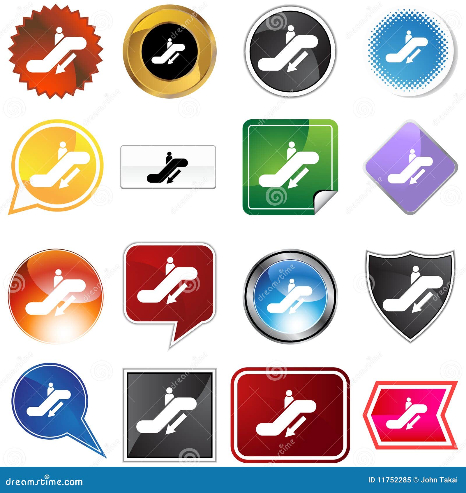 Roltrap Onderaan De Reeks Van Het Pictogram Vector Illustratie ...