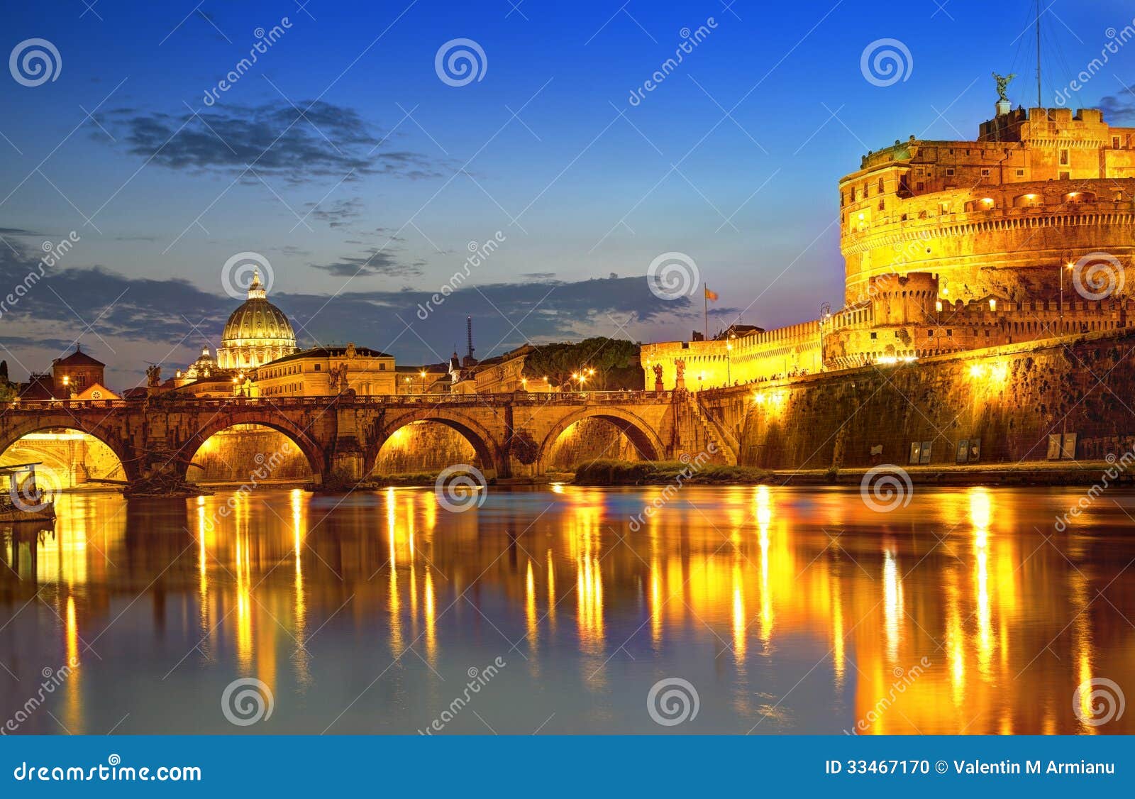 Rom nachts stockfoto. Bild von platz, basilika, grenzstein - 33467170