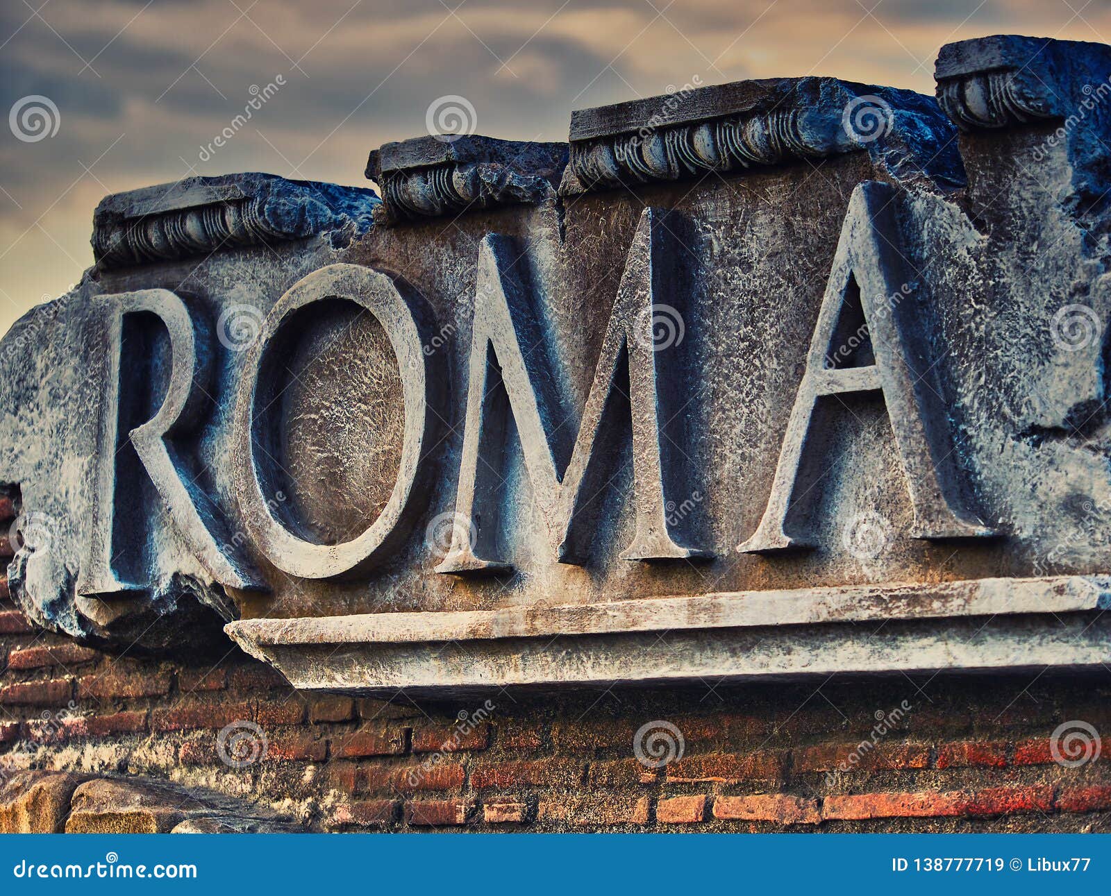 Roma Ancient Empire Text stock image. Image of rustic - 138777719