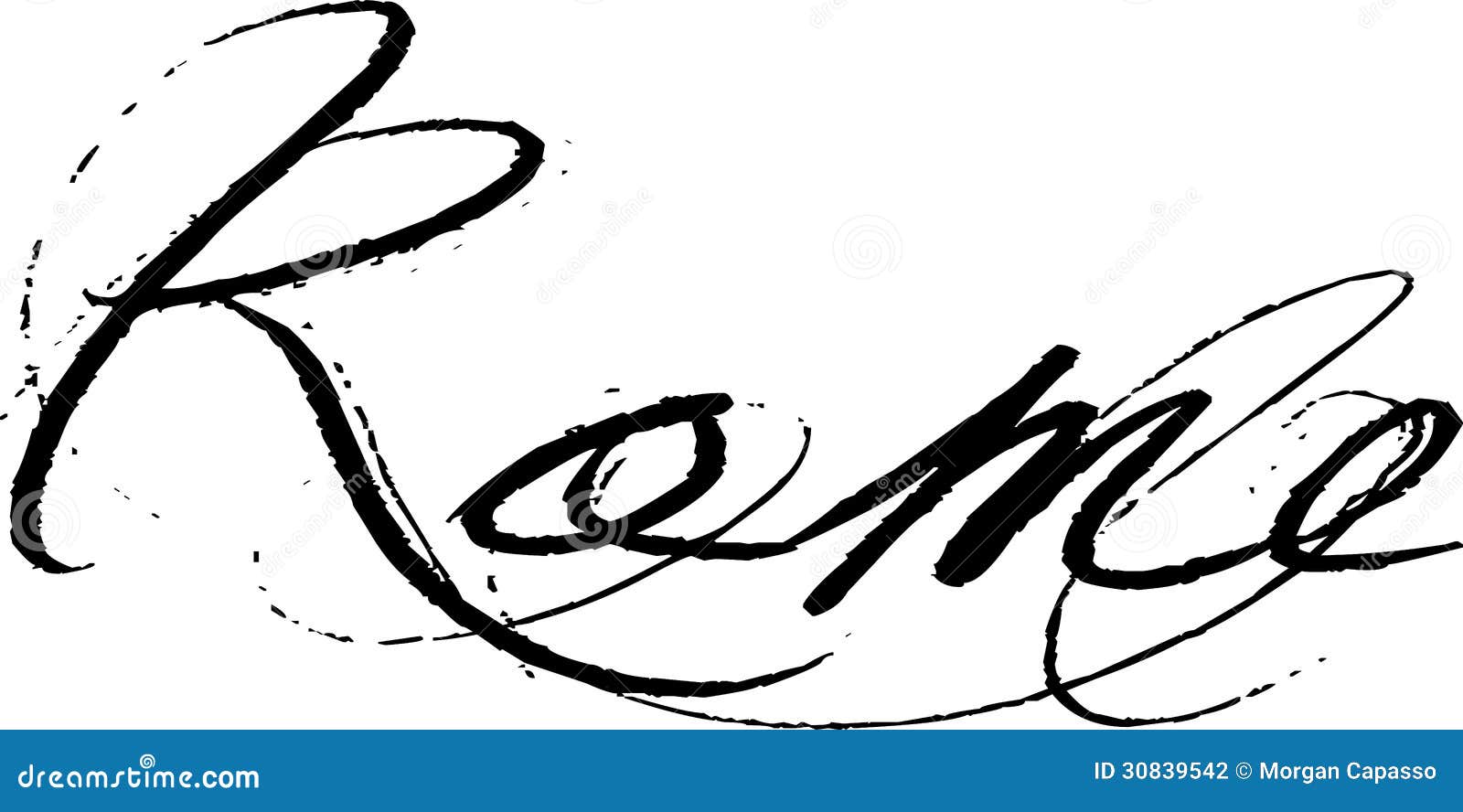 Roma na escrita cursivo ilustração do vetor. Ilustração de estiloso ...