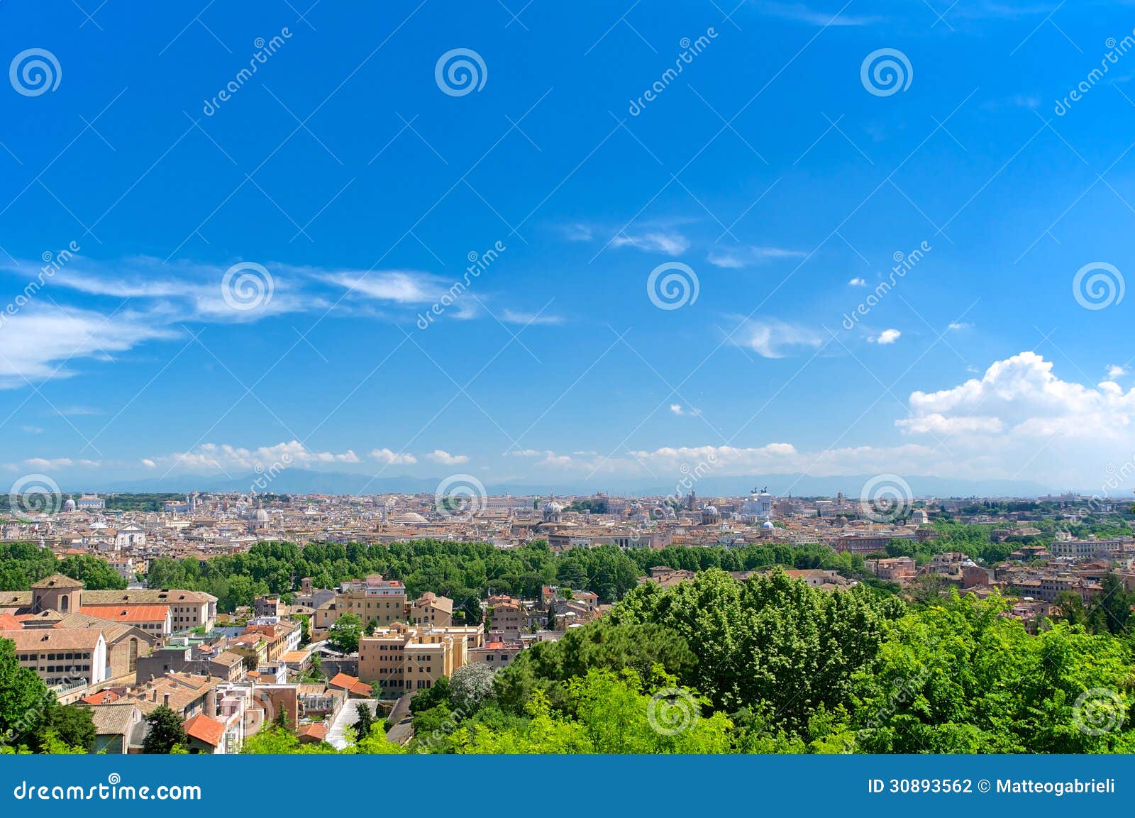Roma, Panorama from Gianicolo, Italy Stock Photo - Image of landscape ...