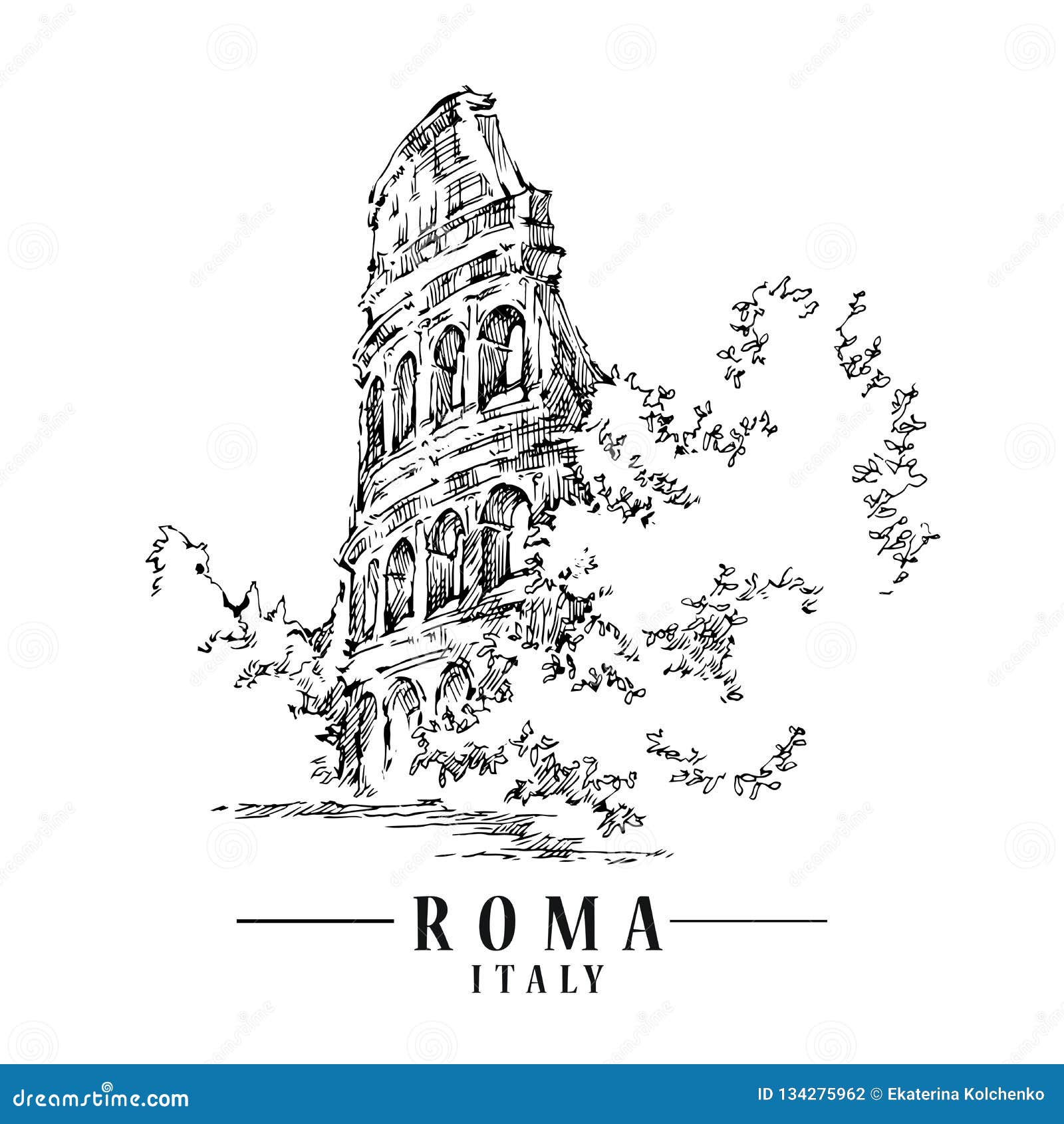 Roma sketch illustration. stock vector. Illustration of curia - 134275962