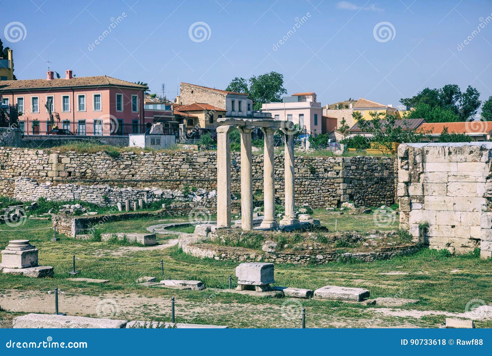 Roman Agora of Athens, Greece Stock Photo - Image of culture, blue ...
