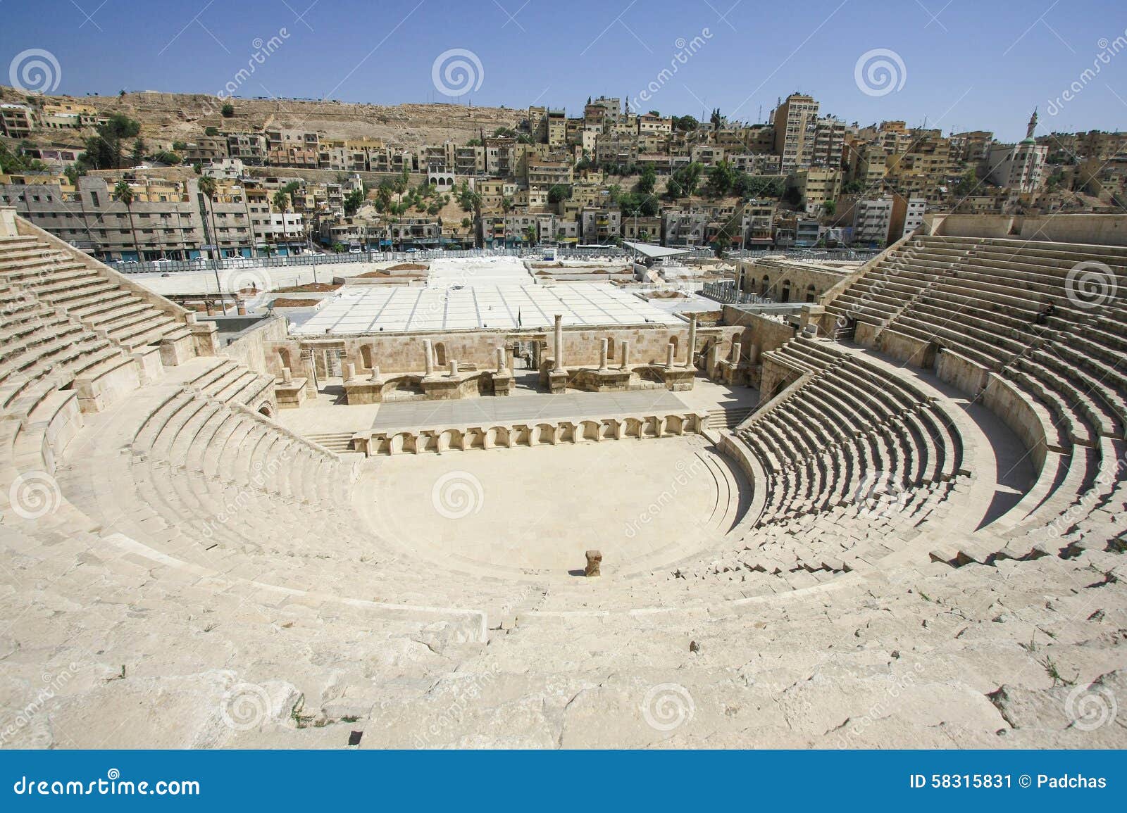 Roman Amphitheatre of Amman Jordan Stock Image - Image of popular ...