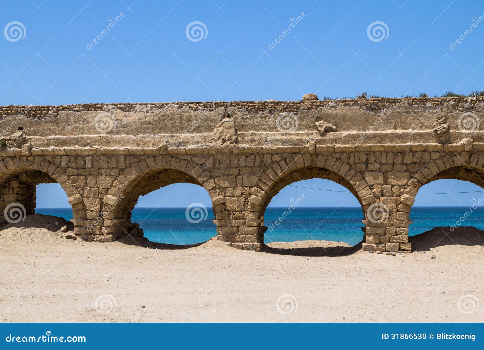 The Roman Aqueduct in Caesarea Israel Stock Photo - Image of israeli ...
