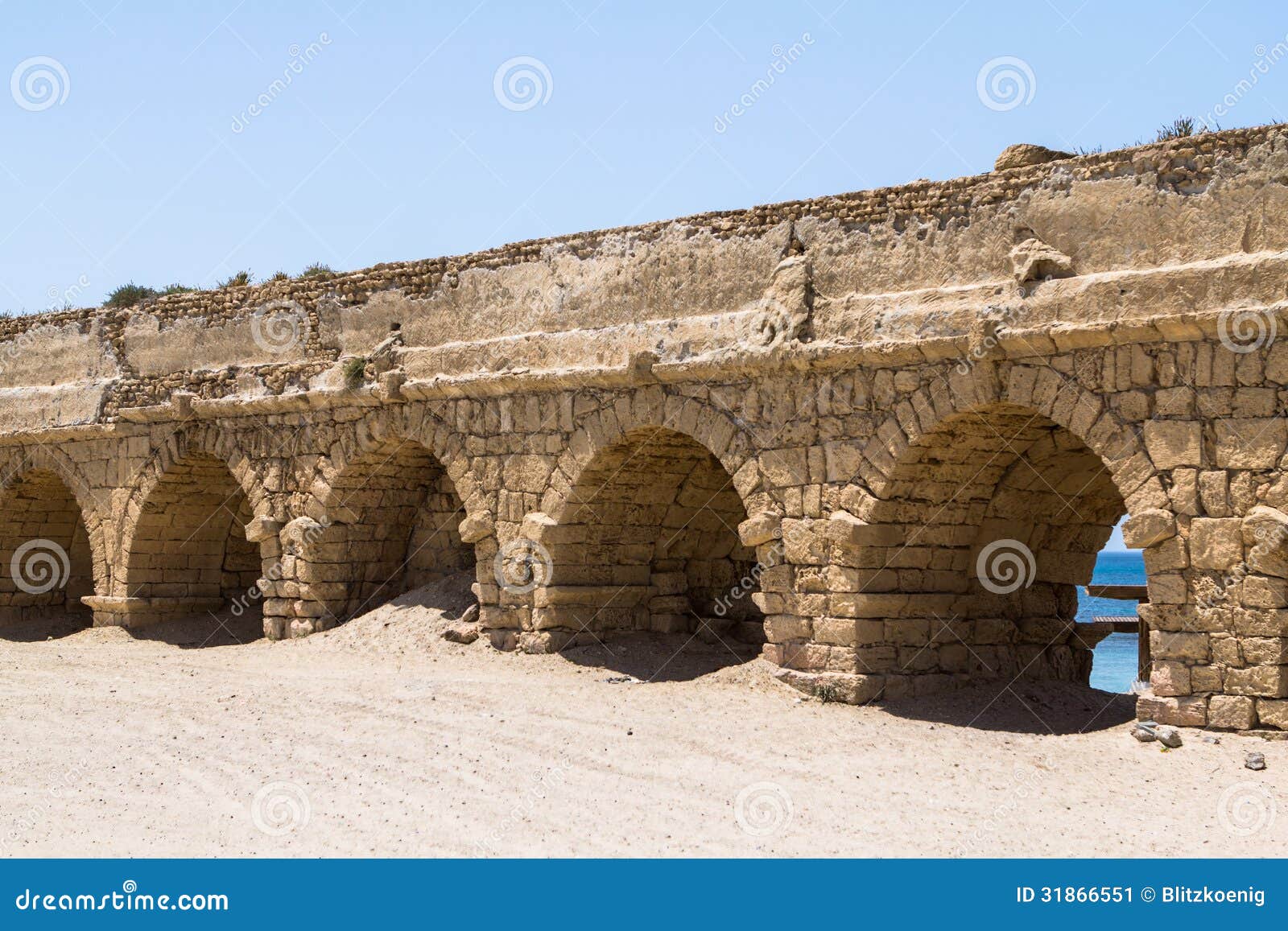 The Roman Aqueduct in Caesarea Israel Stock Image - Image of aqueduct ...