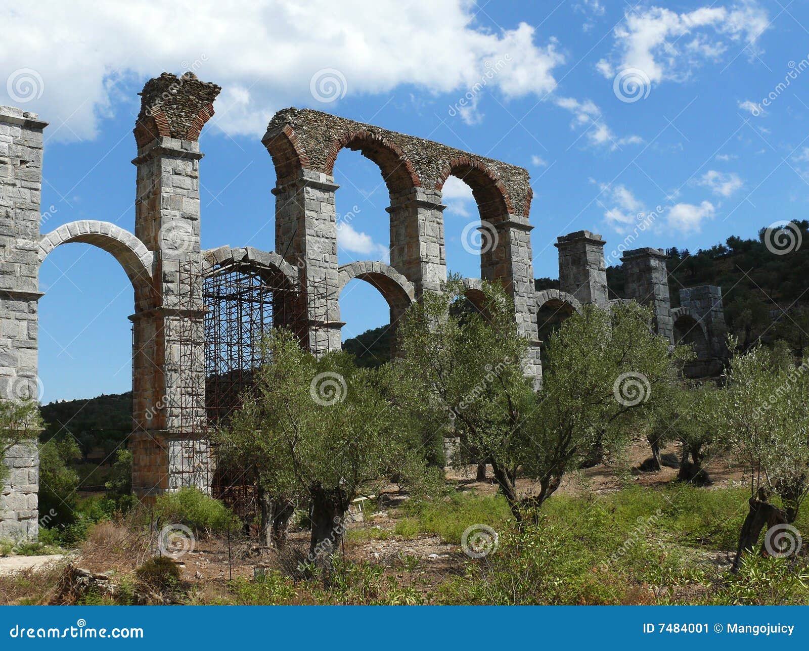 Roman Aqueduct between Olive Trees. Lesvos. Greece Stock Image - Image ...