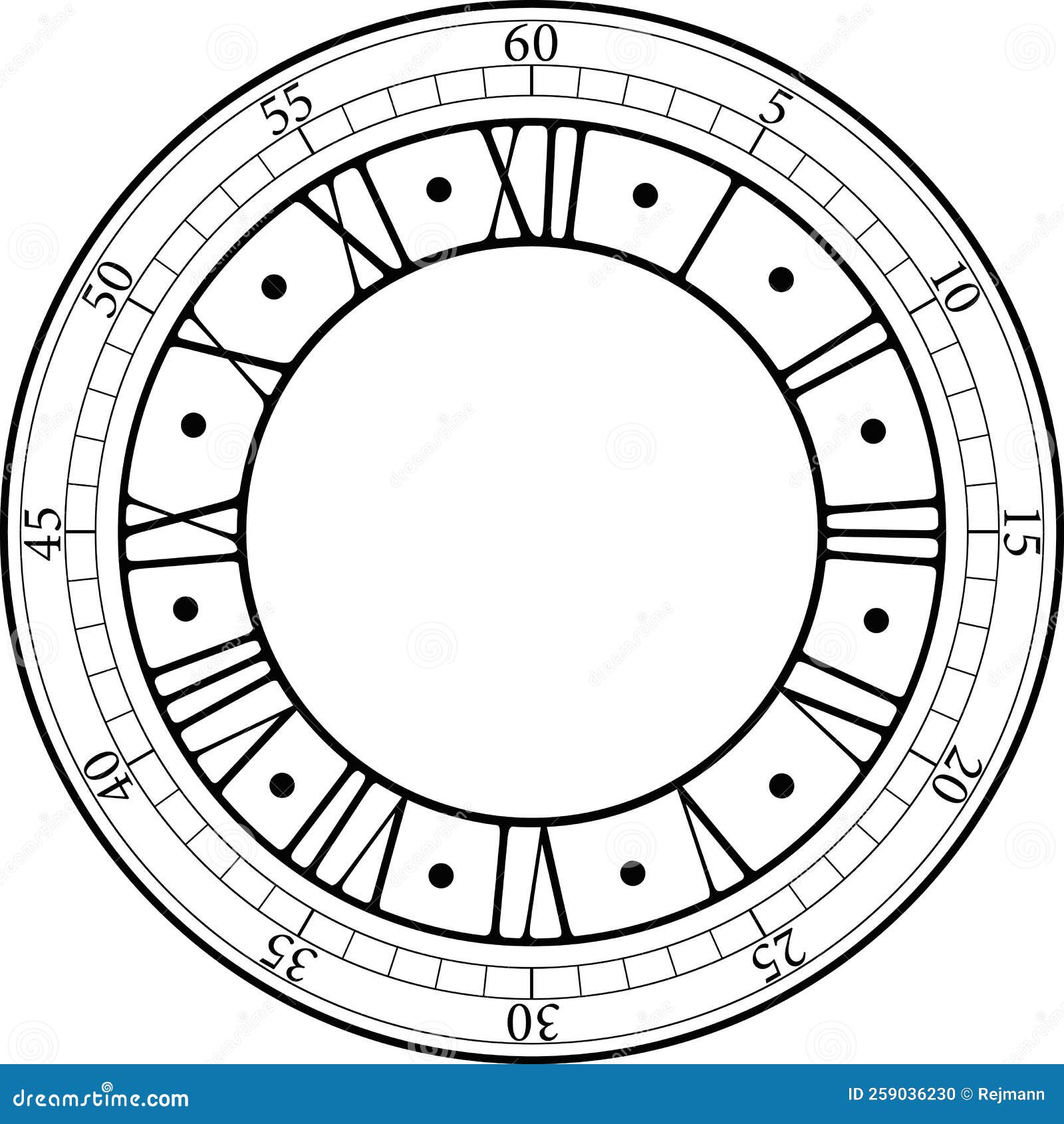Roman Arabic Round Clock Face Stock Illustration - Illustration of ...