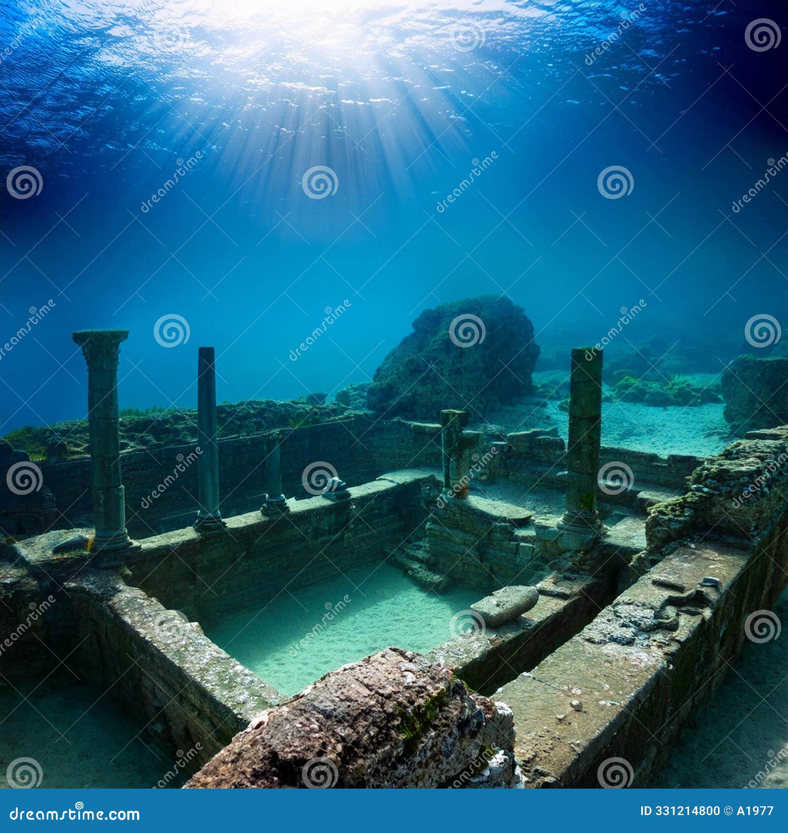 Roman Archaeological Site Underwater, AI Generated Stock Illustration ...