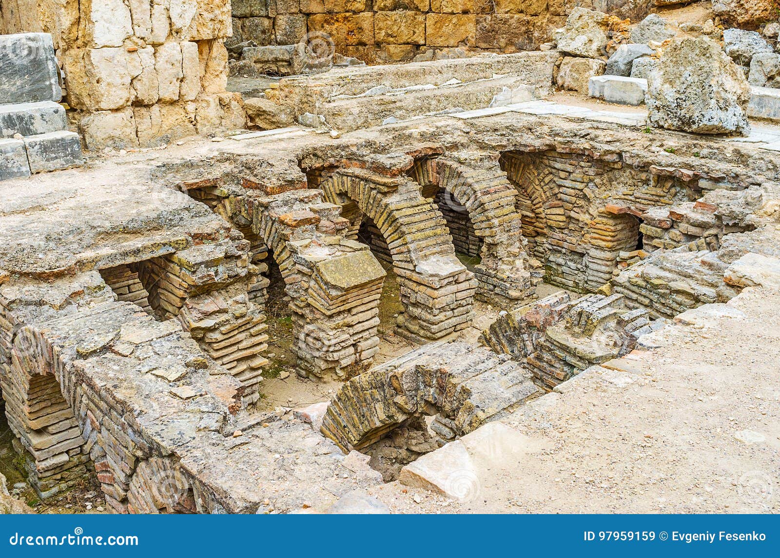 Roman Baths of Perge stock image. Image of archaeological - 97959159