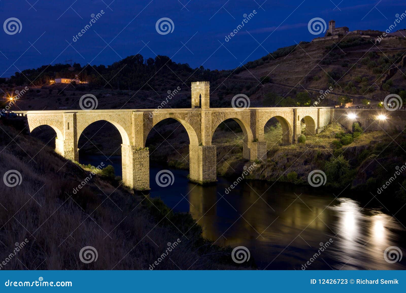 Roman bridge, Alcantara stock image. Image of outdoors - 12426723