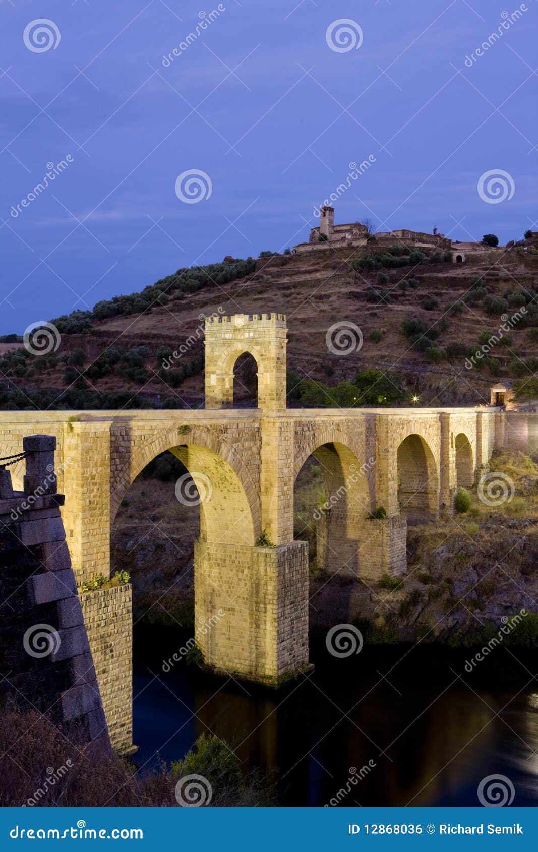 Roman bridge, Alcantara stock photo. Image of locations - 12868036