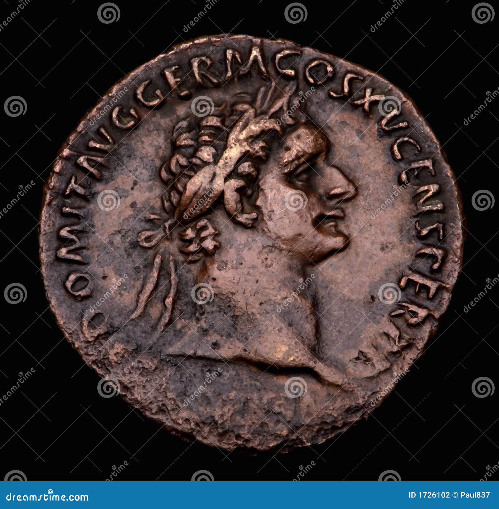 Roman Bronze Coin Domitian stock photo. Image of economic - 1726102