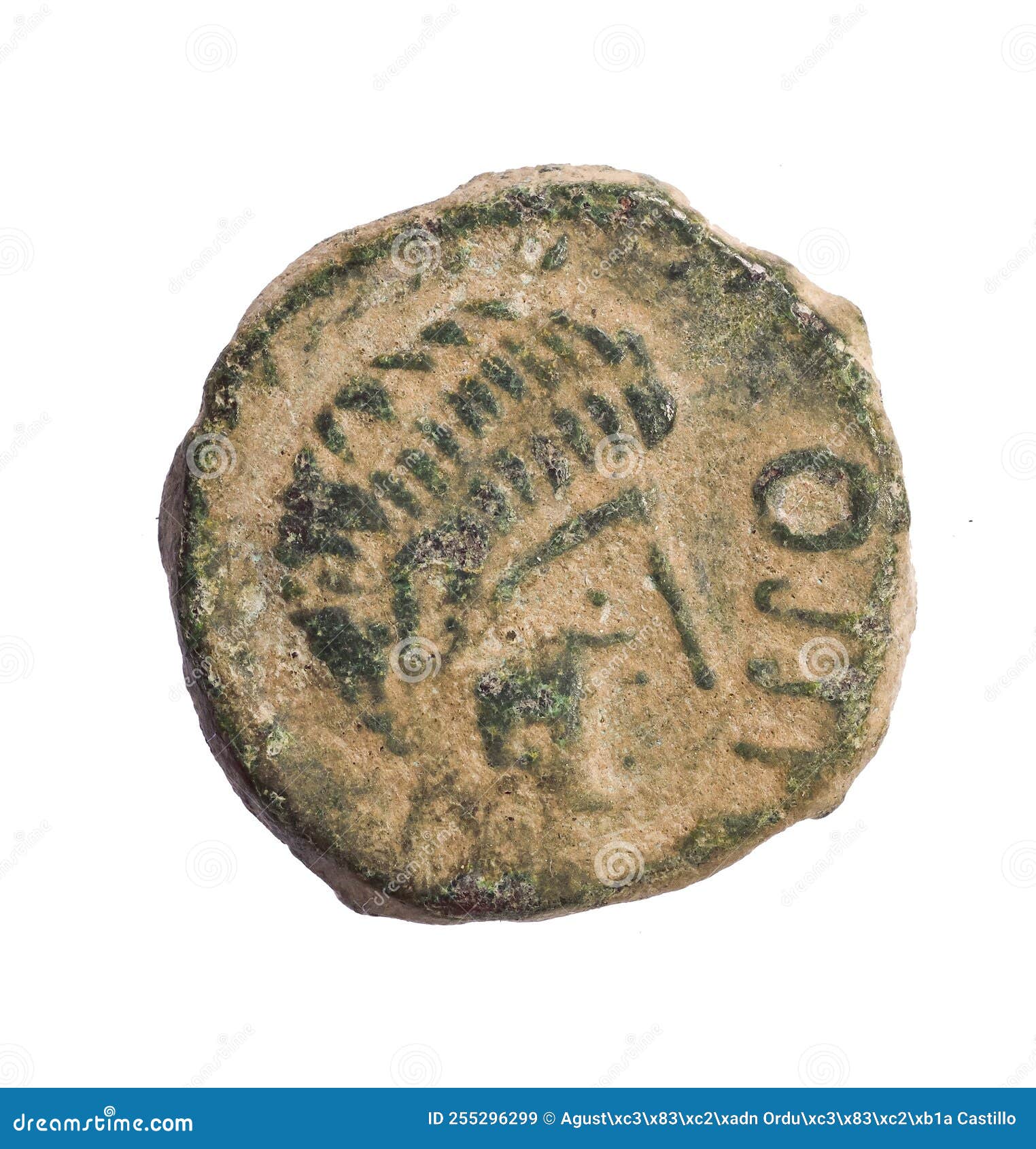 Roman Bronze Coin, Head on Obverse Stock Image - Image of portrait ...