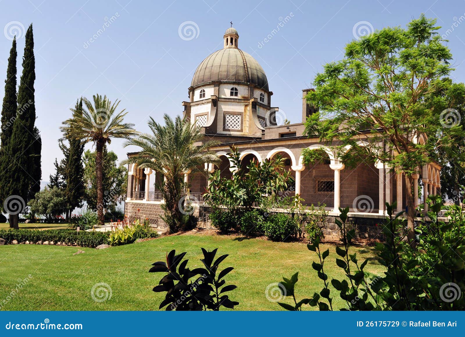 Roman Catholic Chapel at Mount of Beatitude Stock Image - Image of ...