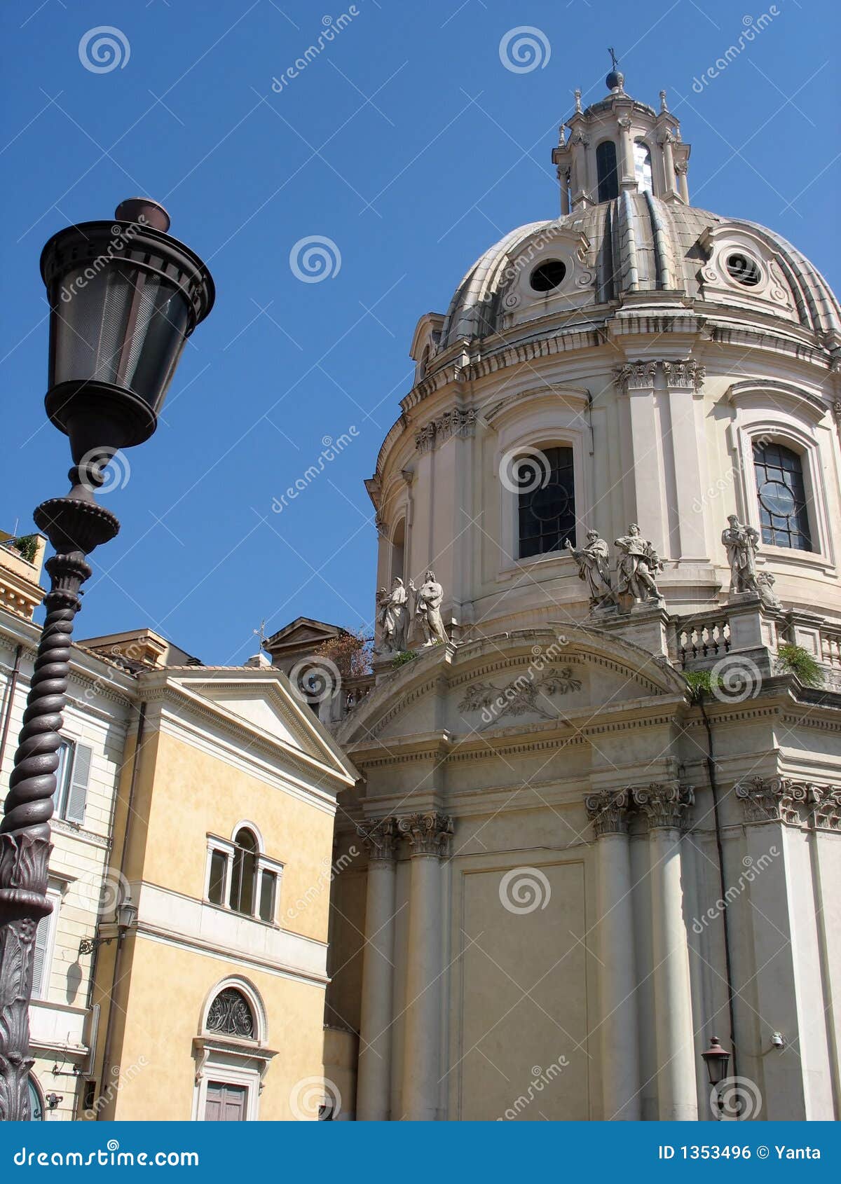 Roman church and lantern stock photo. Image of antique - 1353496