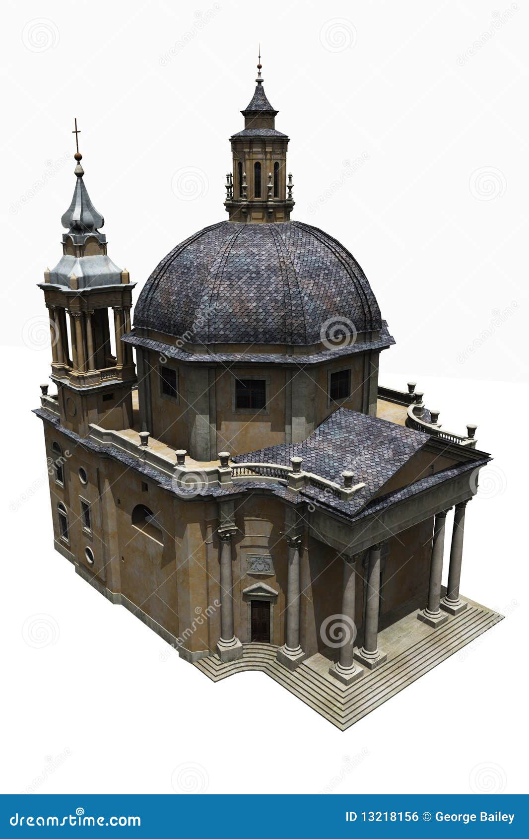 Roman Church on white stock illustration. Illustration of architecture ...