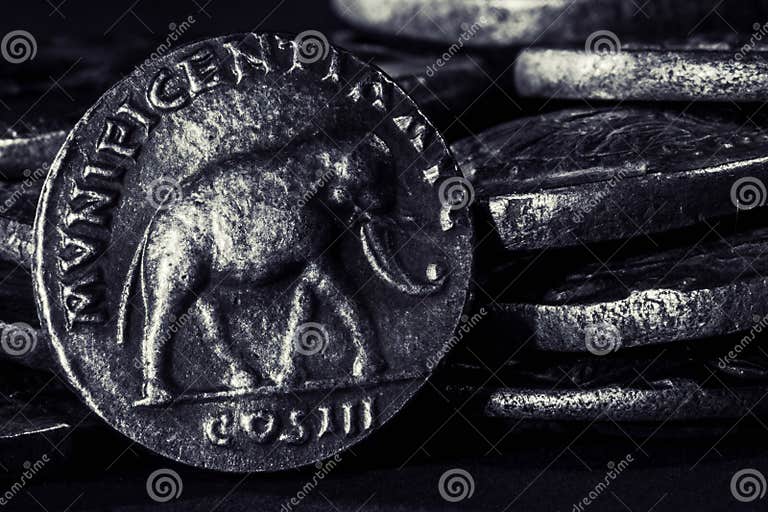Roman Coin Marcus Aurelius, Elephant, Silver Coin Stock Photo - Image ...