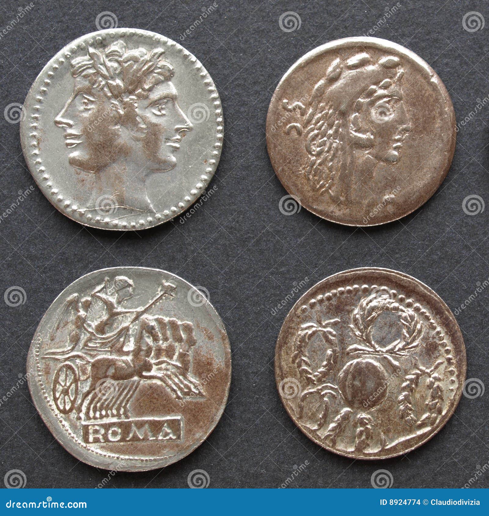Roman coins stock photo. Image of background, black, vintage - 8924774