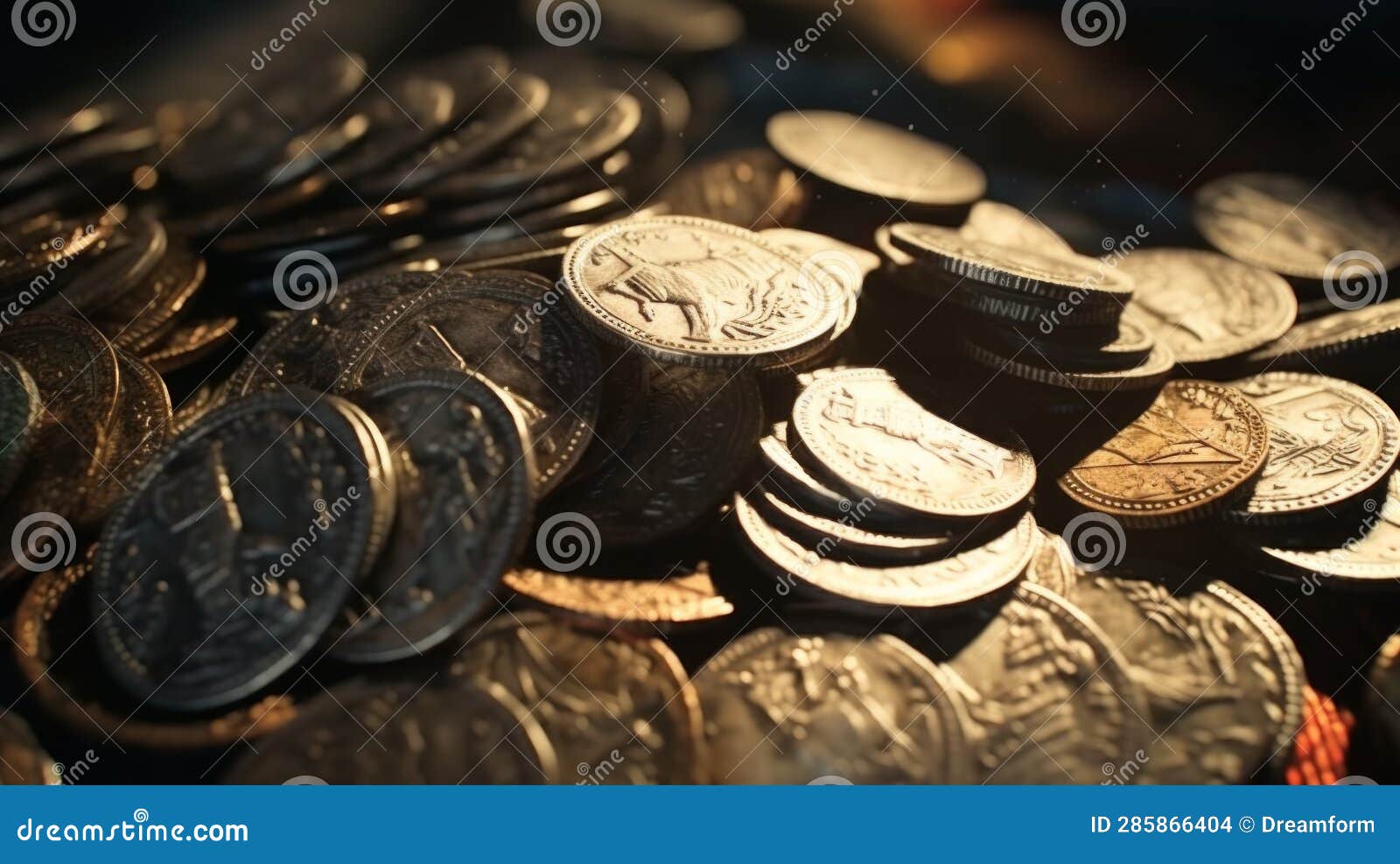 Roman Coins Treasure. Pile of Roman Coins Stock Illustration ...