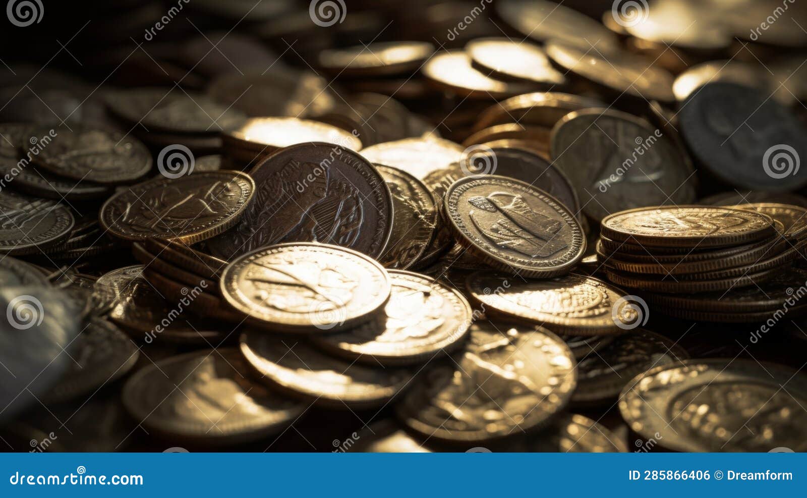 Roman Coins Treasure. Pile of Roman Coins Stock Illustration ...
