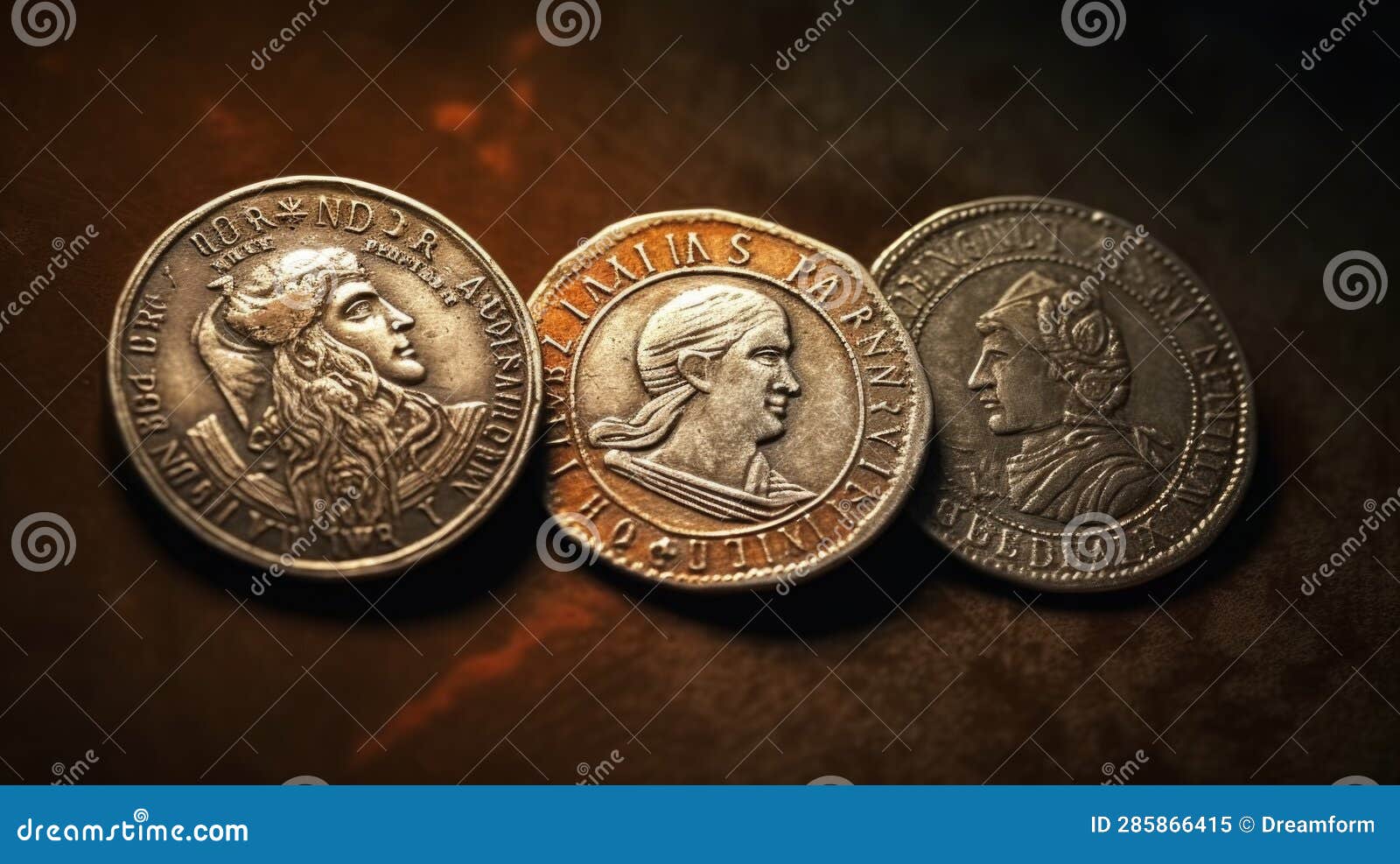 Roman Coins Treasure. Pile Roman Coins Stock Illustration ...