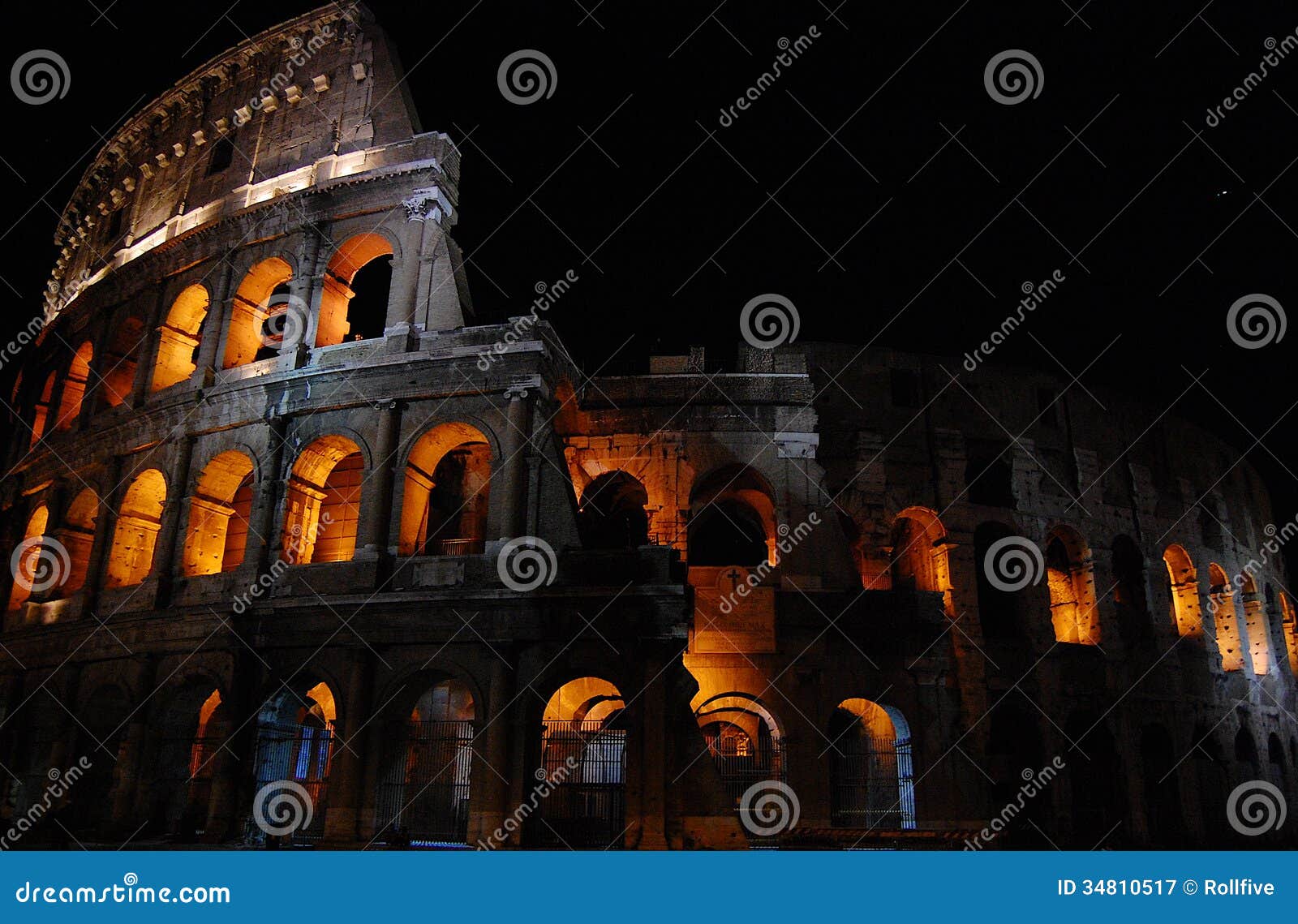 Roman Coliseum at Night stock image. Image of landmark - 34810517