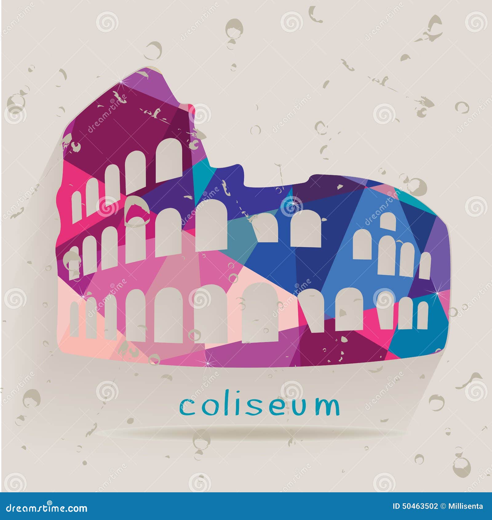 Roman Coliseum Silhouette Made of Triangles Stock Vector - Illustration ...
