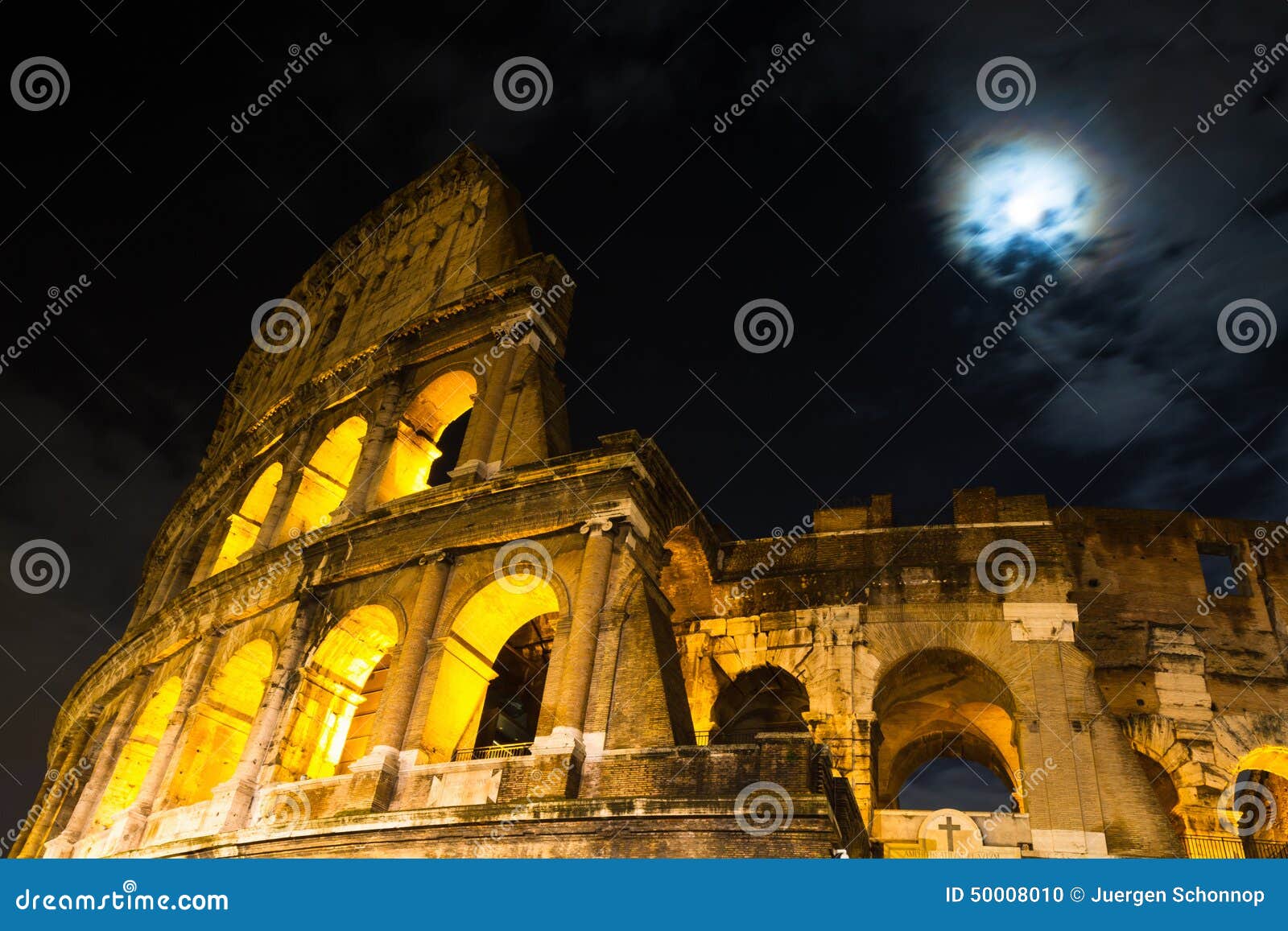 Roman Coliseum Under a Full Moon Stock Photo - Image of wide, coliseum ...