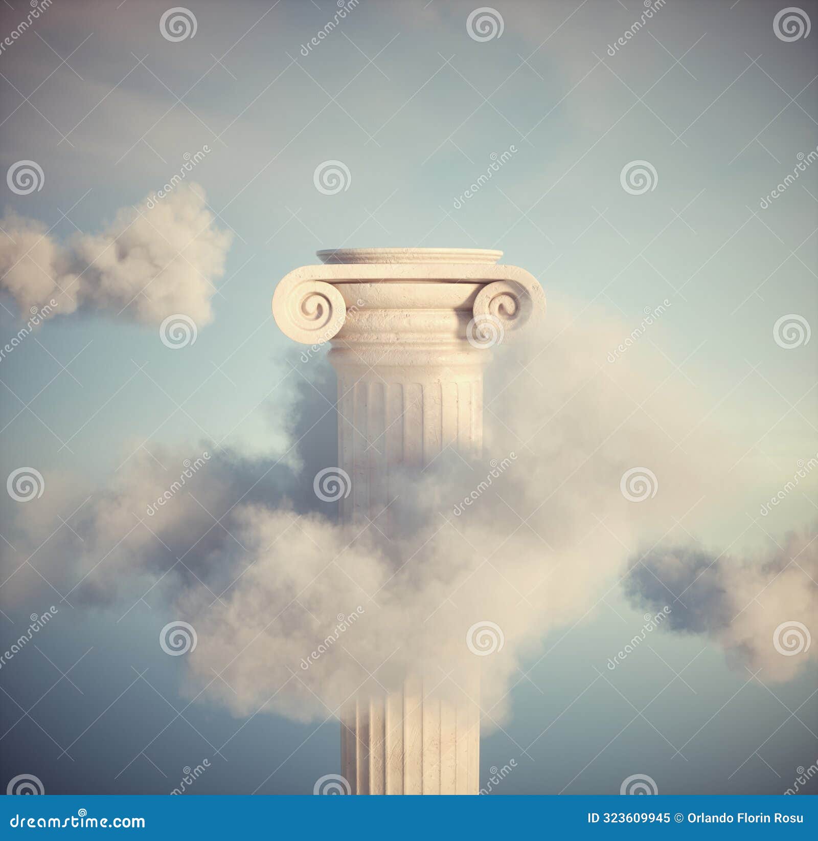 Roman Column in the Clouds. High-level Education Concept Stock ...