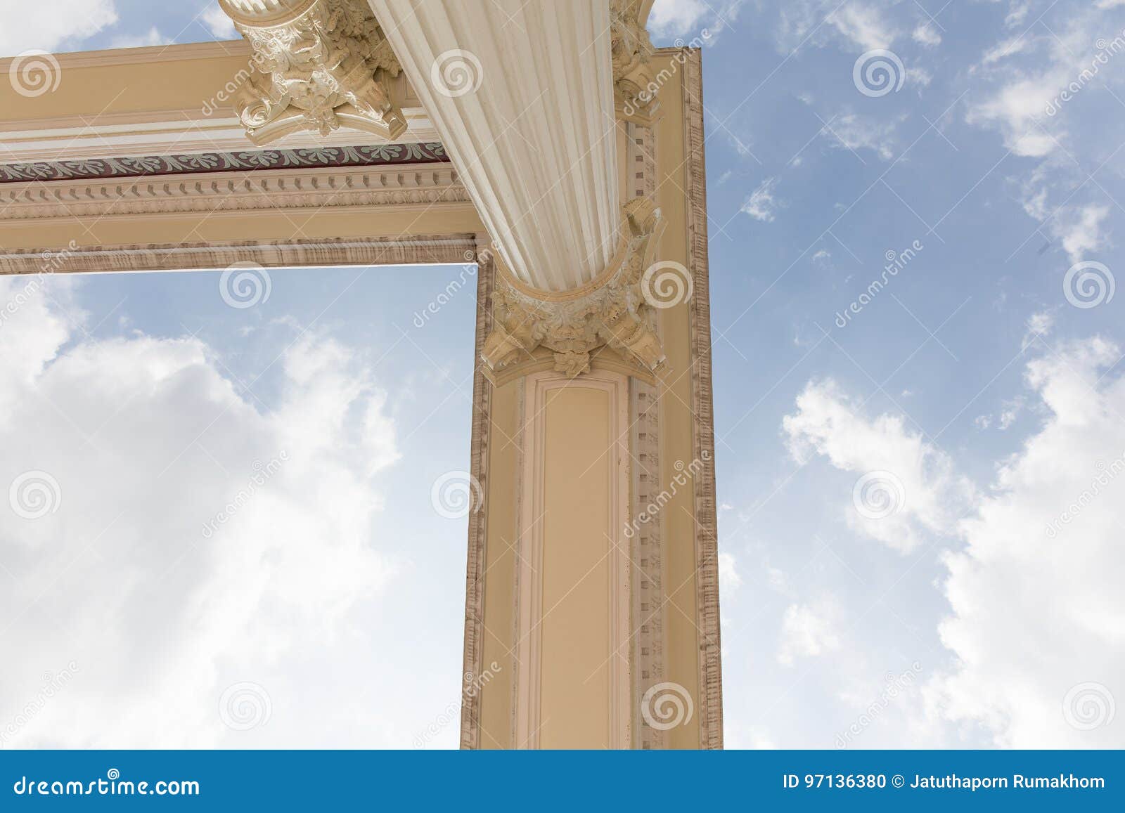 Roman column head. stock photo. Image of head, daylight - 97136380