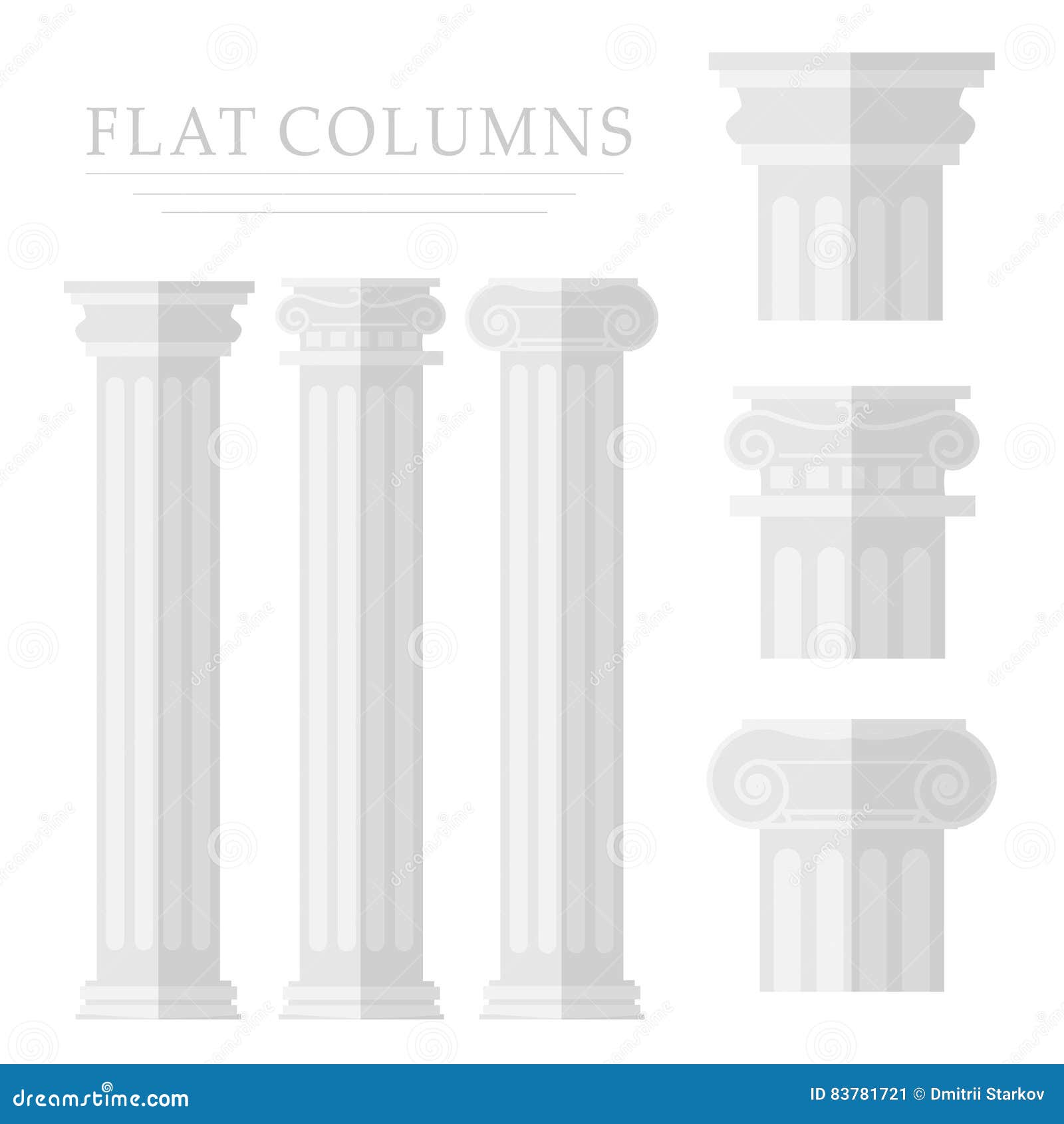 Roman Column on a White Background Stock Illustration - Illustration of ...