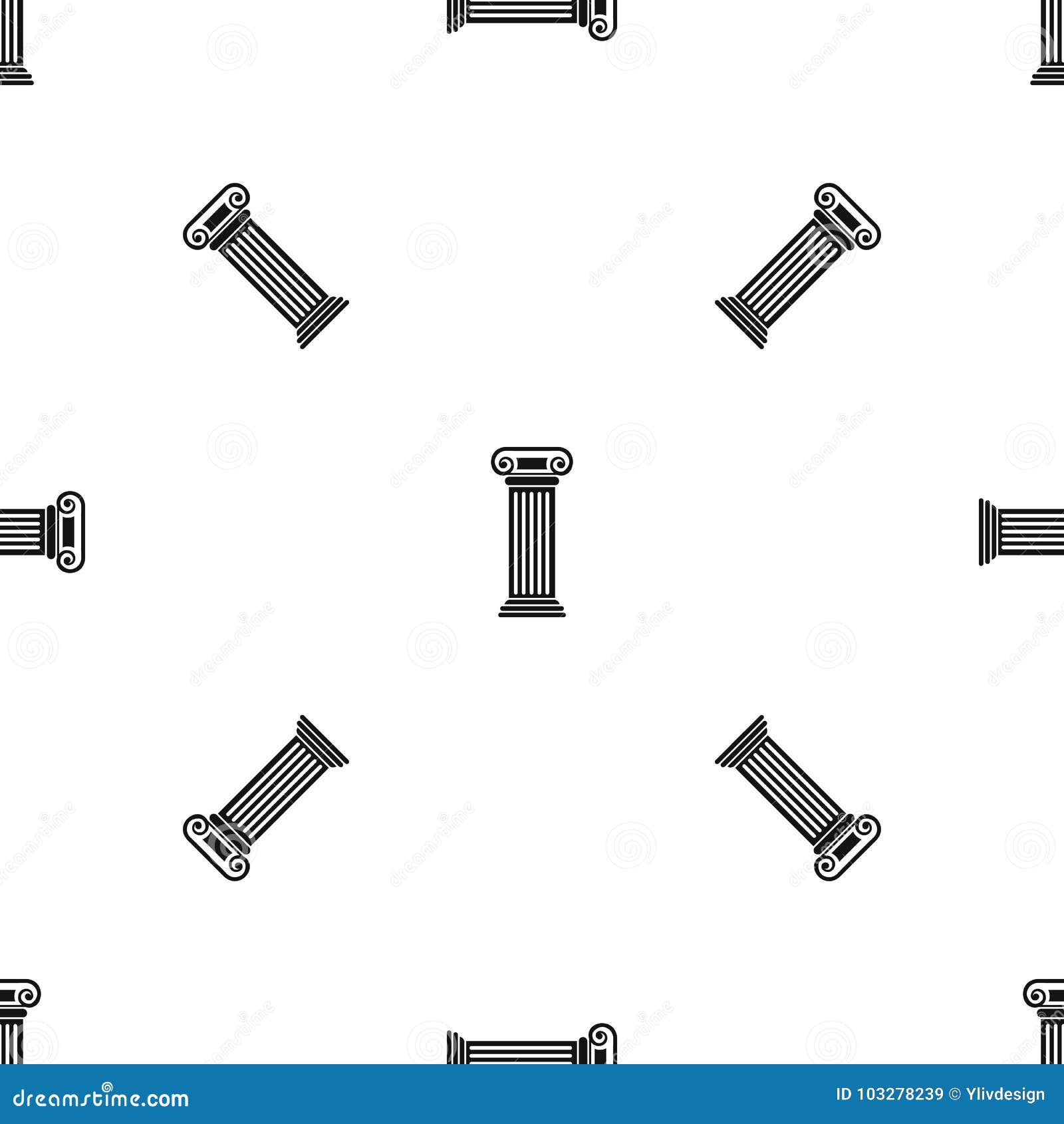 Roman Column Pattern Seamless Black Stock Vector - Illustration of ...