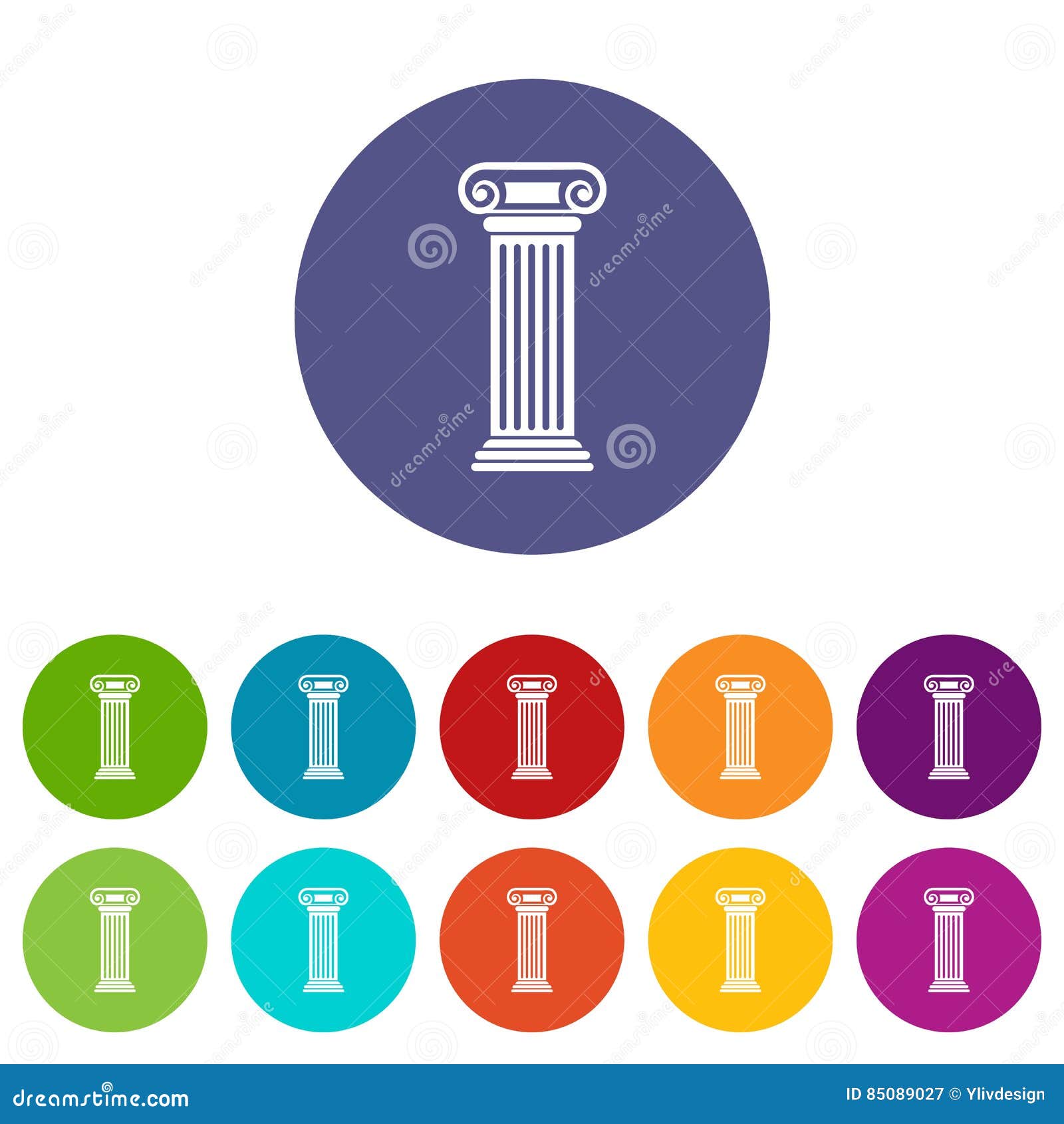 Roman column set icons stock vector. Illustration of institution - 85089027