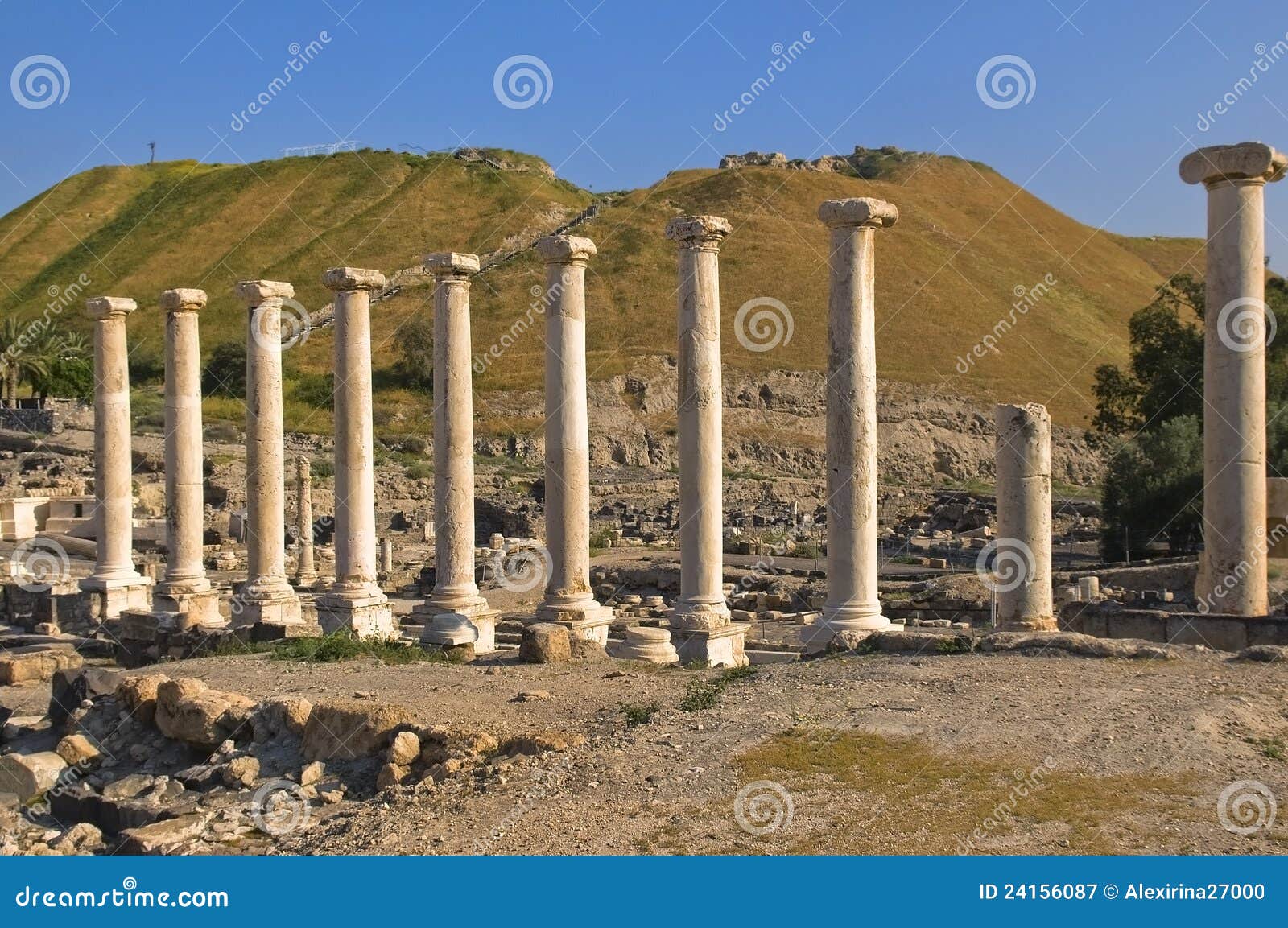 Roman Columns in Israel Beit Shean Stock Image - Image of beit, capital ...