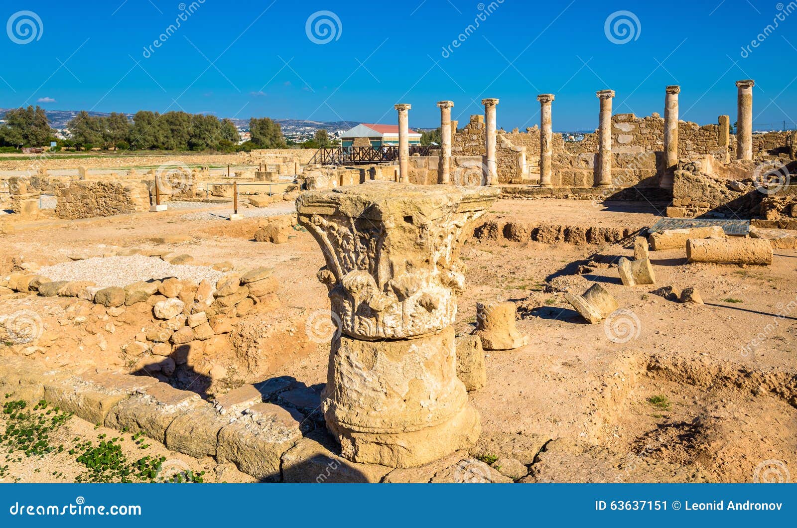 Roman Columns in Paphos Archaeological Park Stock Image - Image of ...