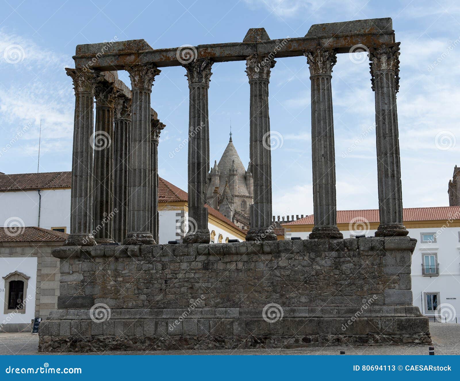 Roman Columns in Ruins in Evora, Portugal Stock Image - Image of ...
