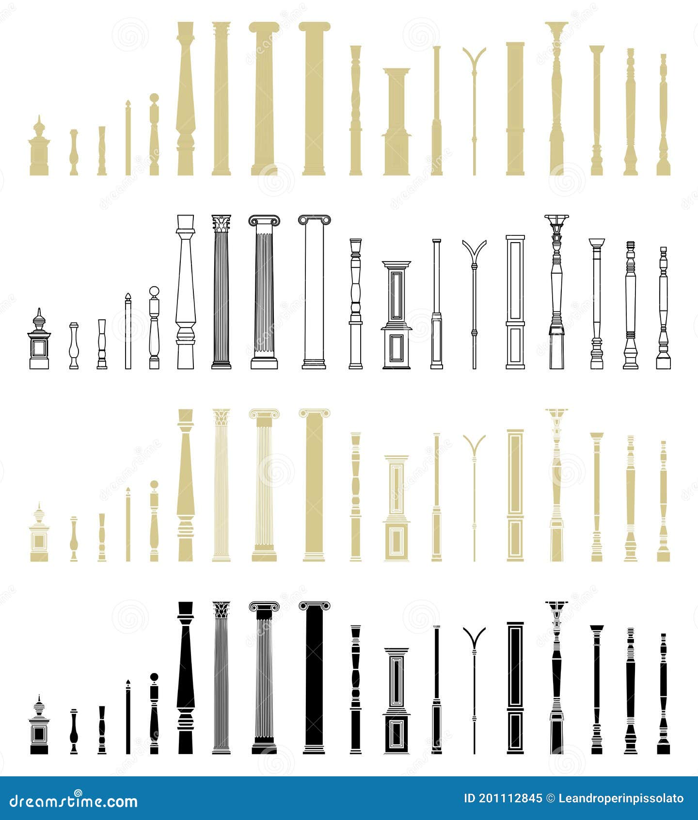 Roman Columns Set, Ancient Style. Stock Vector - Illustration of city ...