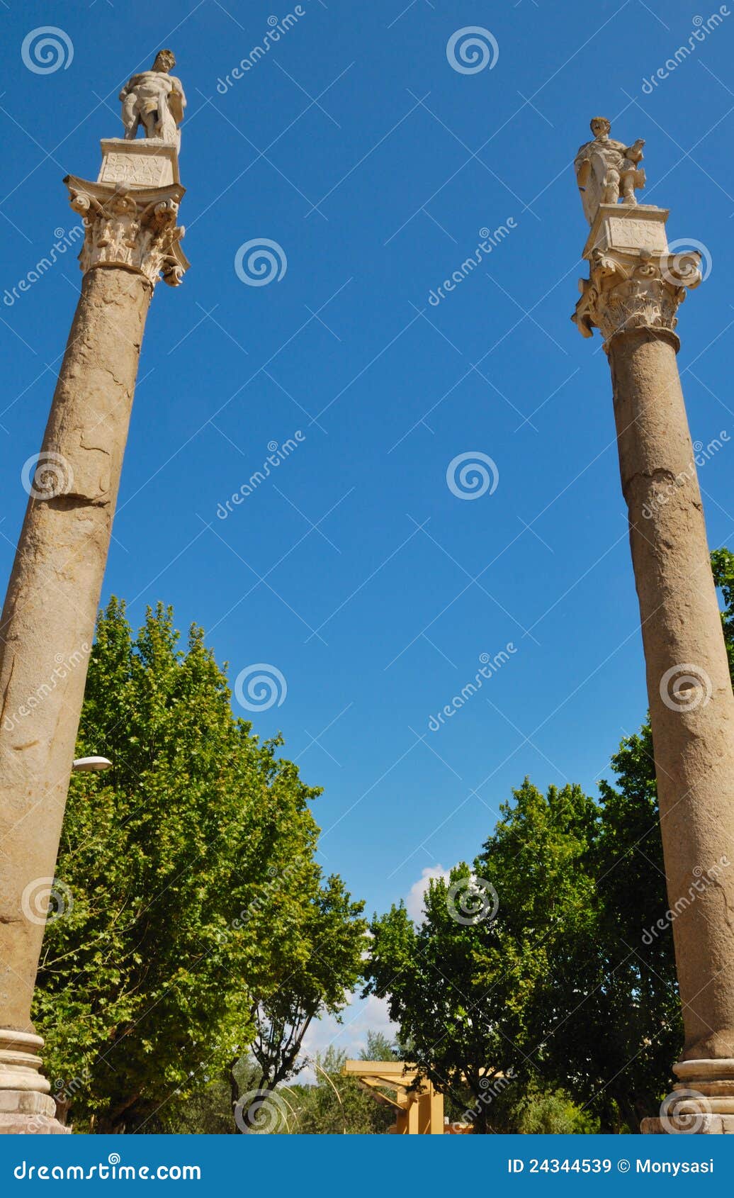 Roman Colums at Alameda De Hercules Stock Image - Image of travel ...