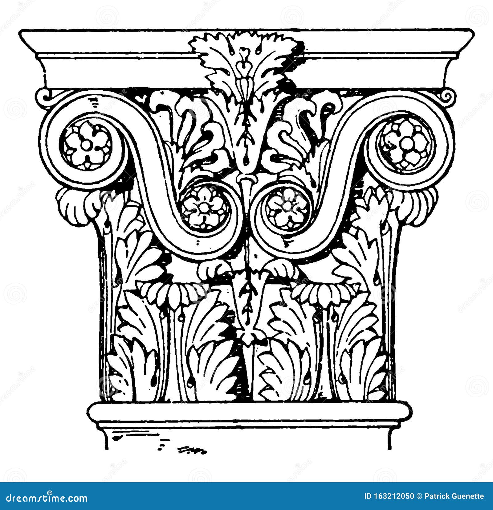 Roman-Corinthian Pilaster Capital, Rome, Vintage Engraving Vector ... Roman-Corinthian Pilaster Capital, Rome, Vintage Engraving Vector ...