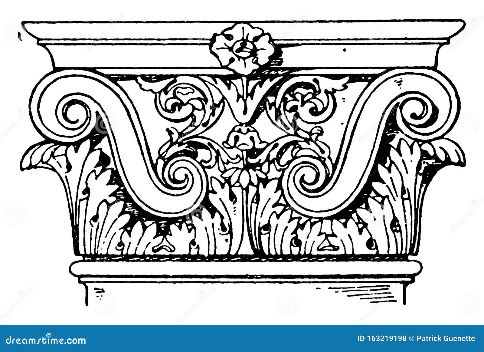 Roman-Corinthian Pilaster Capital, Sides, Vintage Engraving Stock ... Roman-Corinthian Pilaster Capital, Sides, Vintage Engraving Stock ...