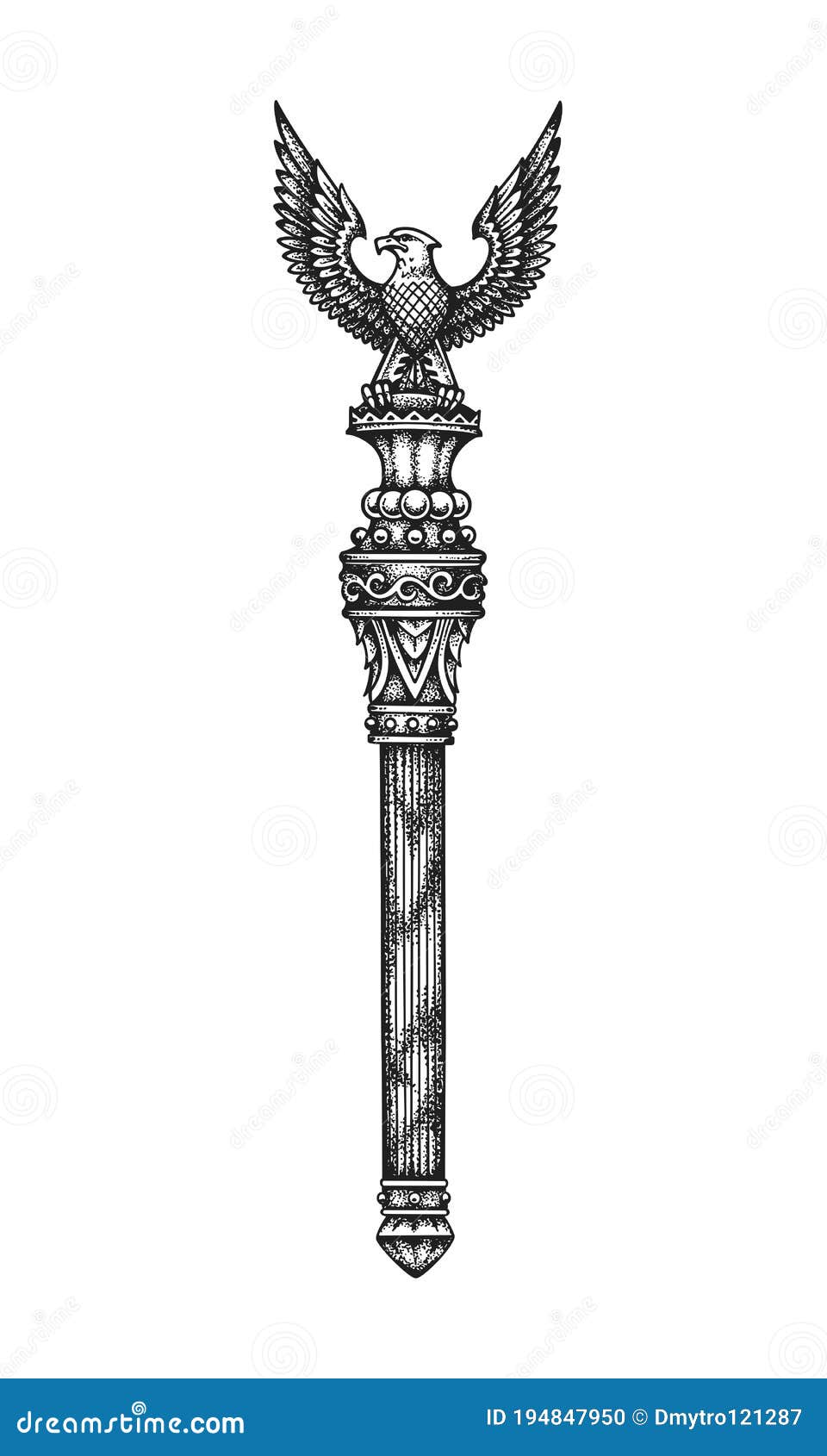 Roman Empire Aquila Eagle Rod. Hand Drawn Vector Illustration Stock ...