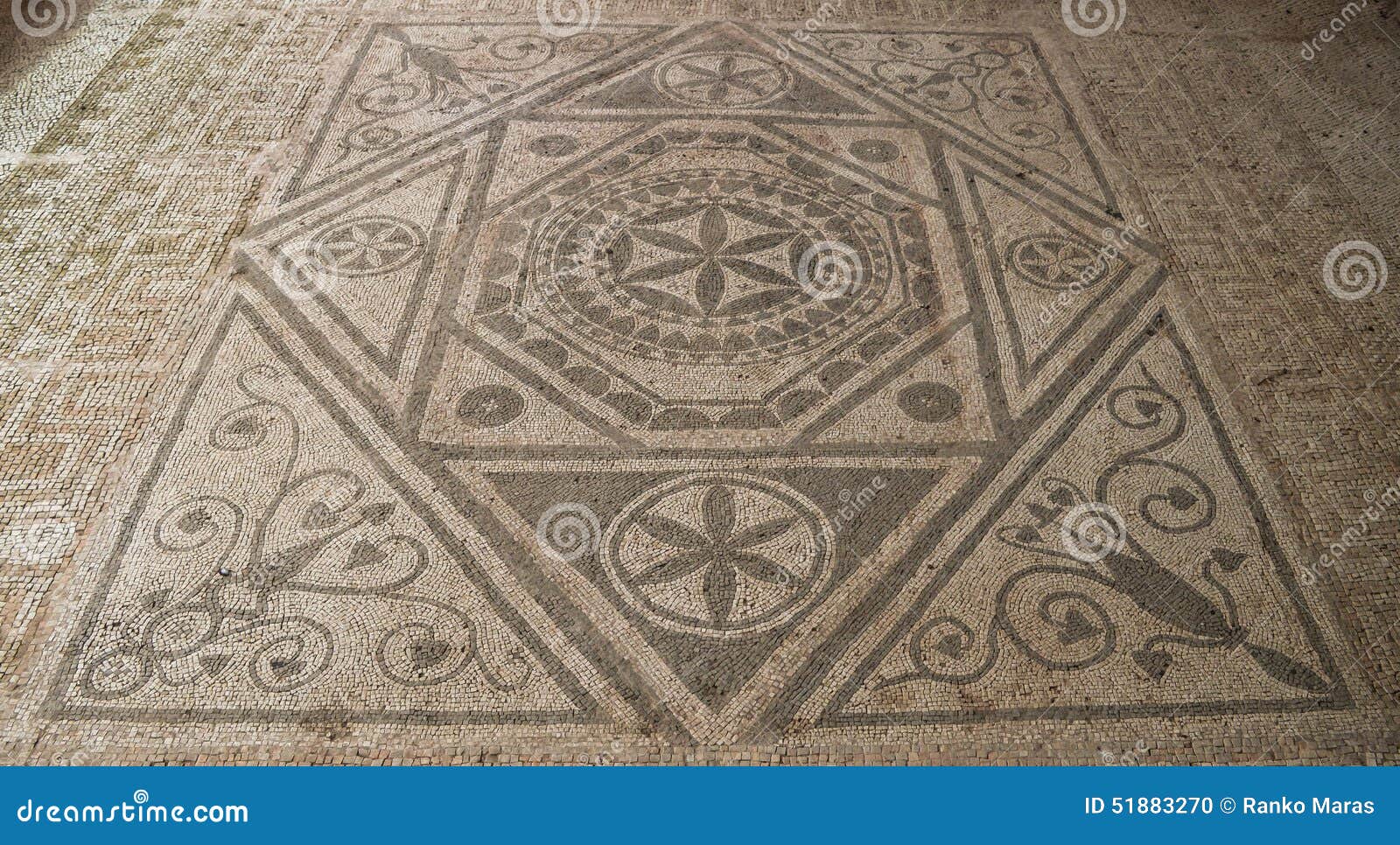 Roman floor mosaic stock photo. Image of geometric, mosaic - 51883270