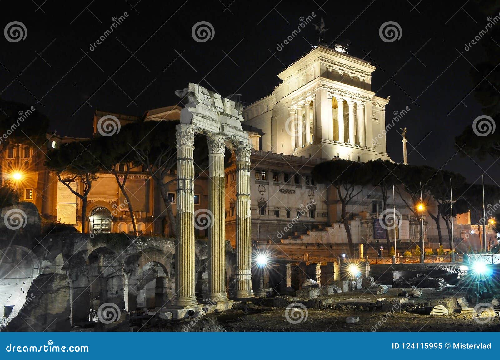 Roman Forum at Night, Rome, Italy Stock Image - Image of architecture ...