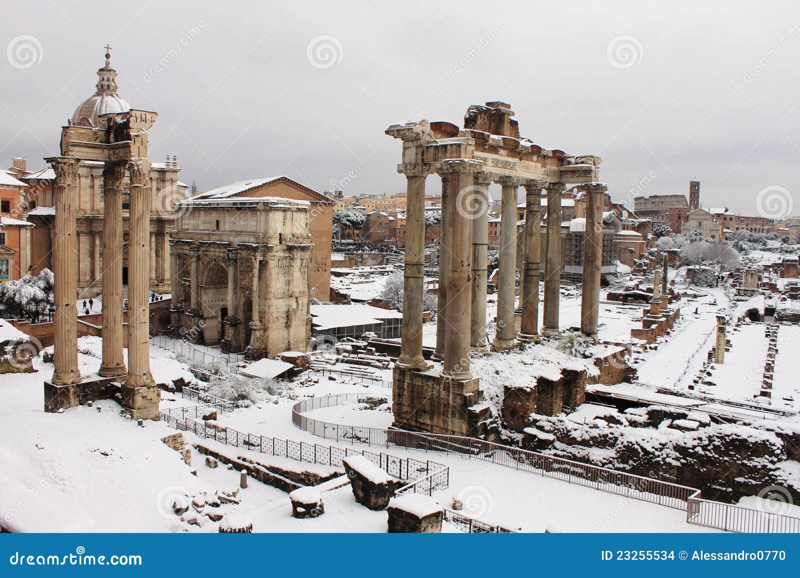 Roman Forum under snow editorial stock image. Image of archaeology ...