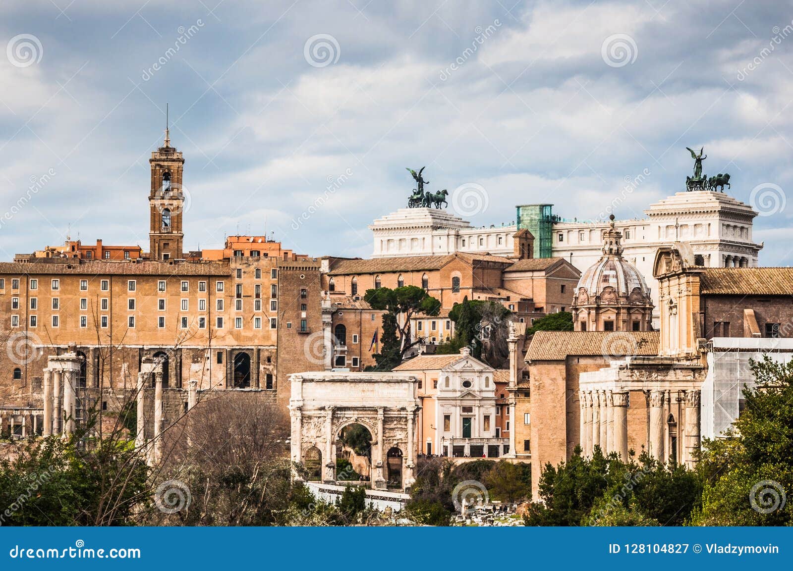 Roman Forum View with Cloudy Sky on the Background Stock Image - Image ...