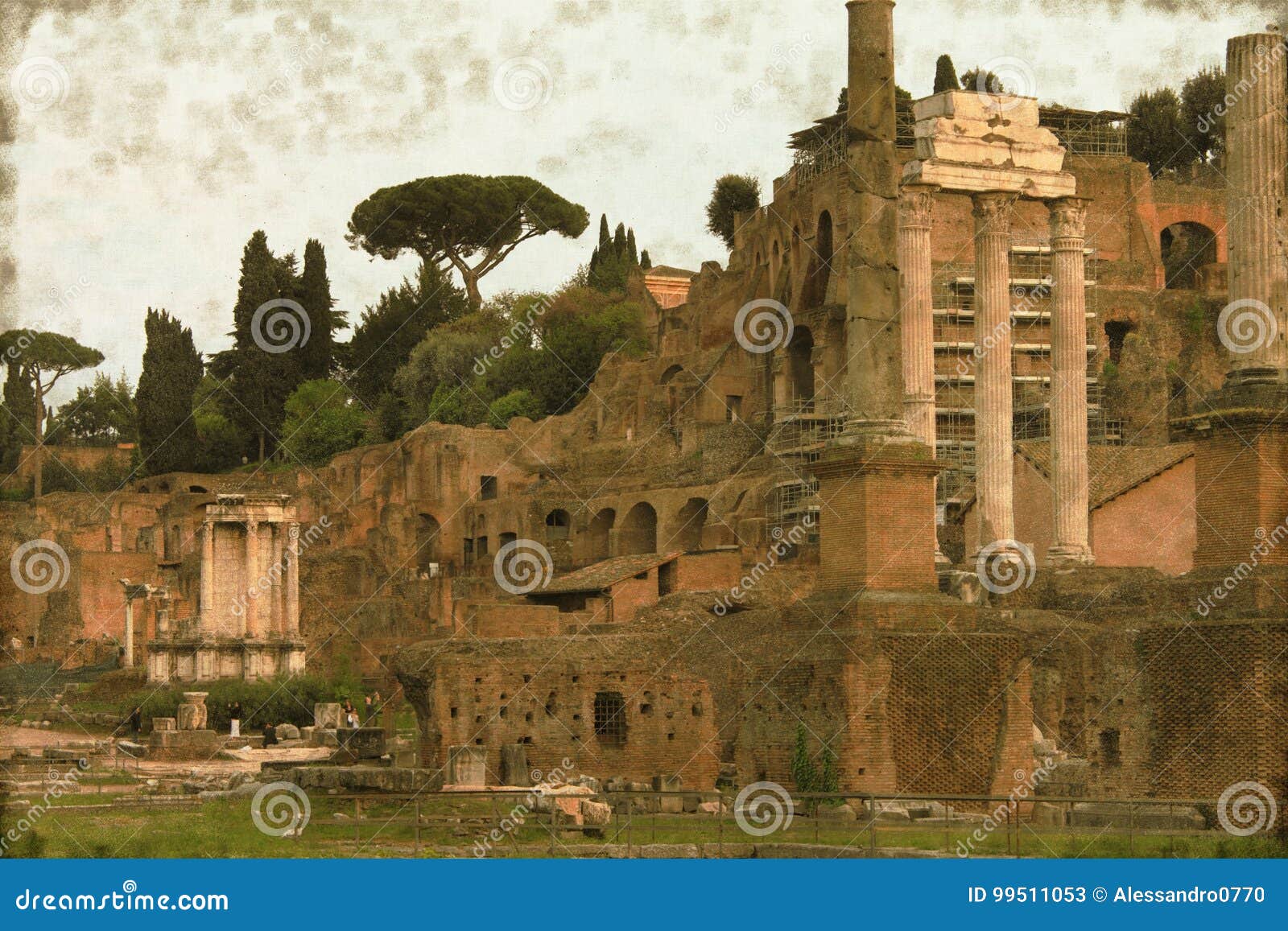 Roman Forum - vintage image stock. Image du civilisation - 99511053